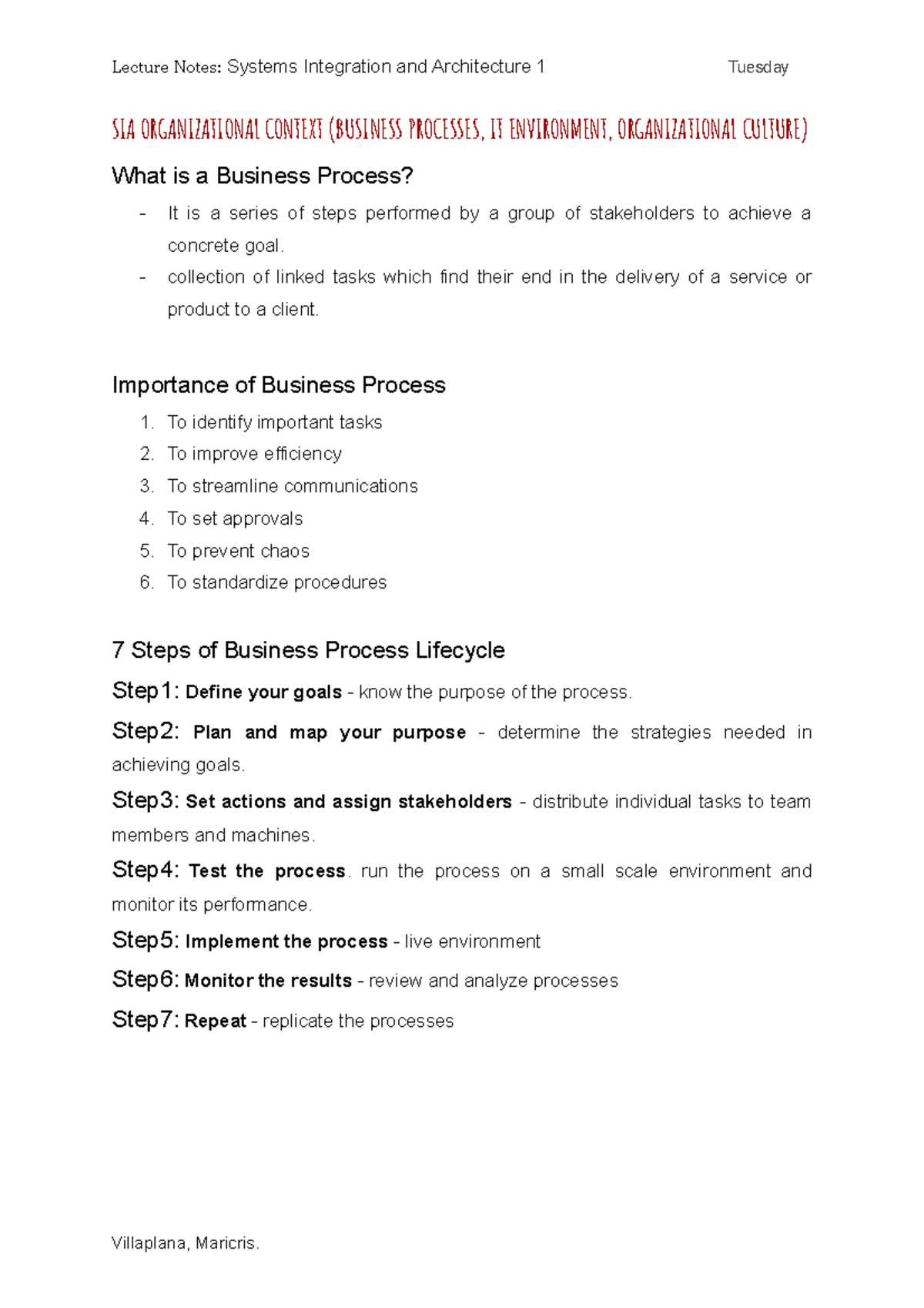 SIA Organizational Context(Week5 Lecture Notes) - SIA ORGANIZATIONAL ...