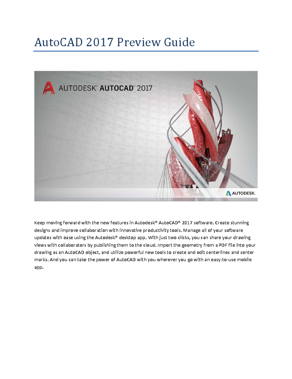 Auto CAD 2017 Preview Guide Final-4 - AutoCAD 2017 Preview Guide Keep ...