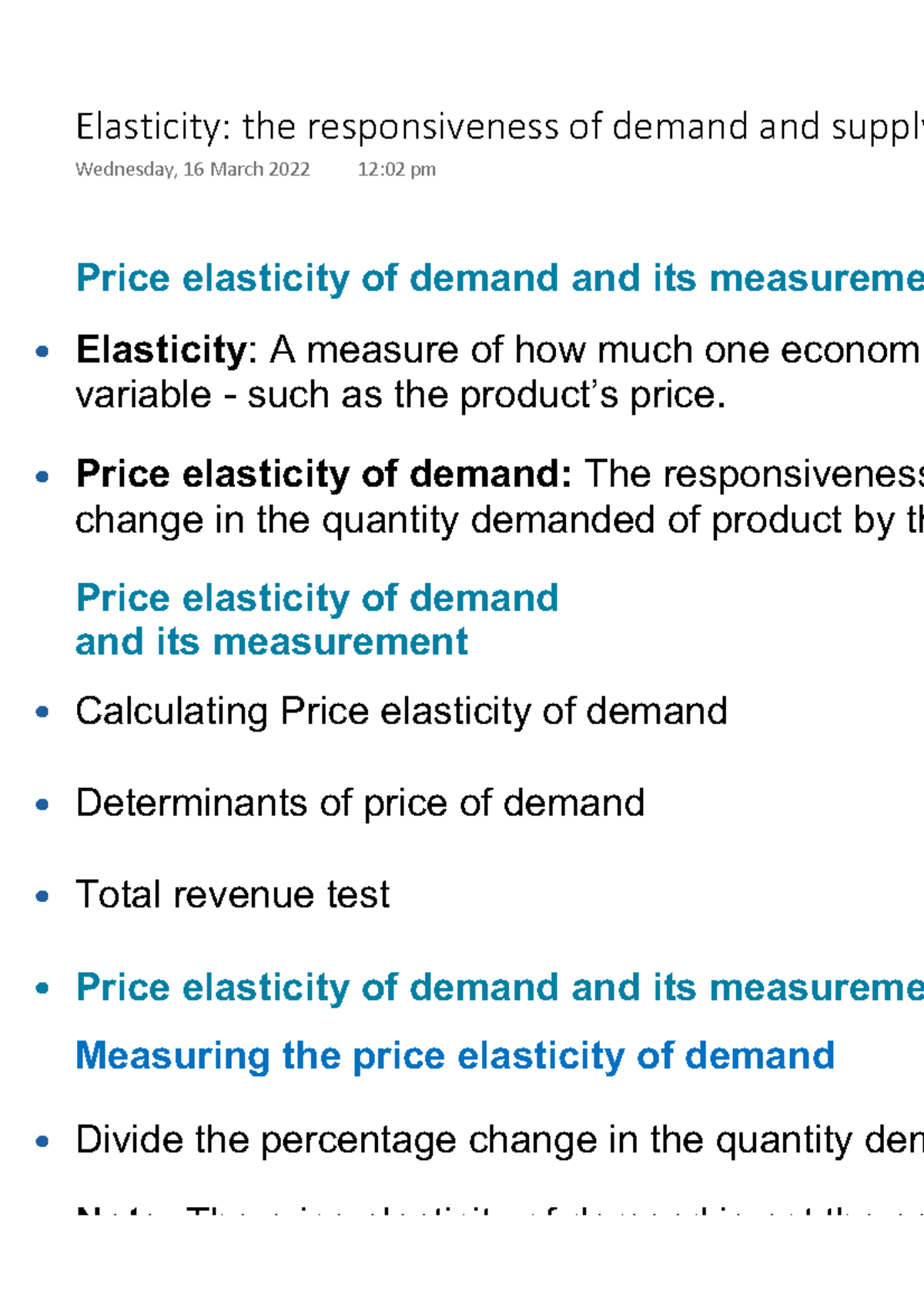 Elasticity the responsiveness of demand and supply - Price elasticity ...