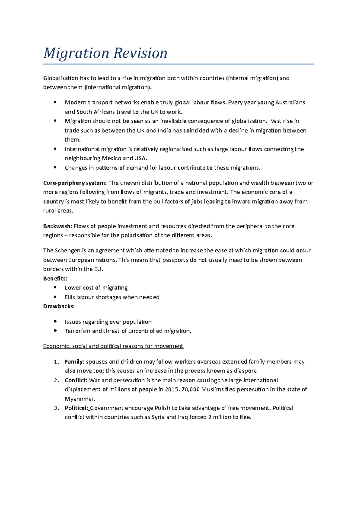 Migration Revision - Migration Revision Globalisation has to lead to a ...