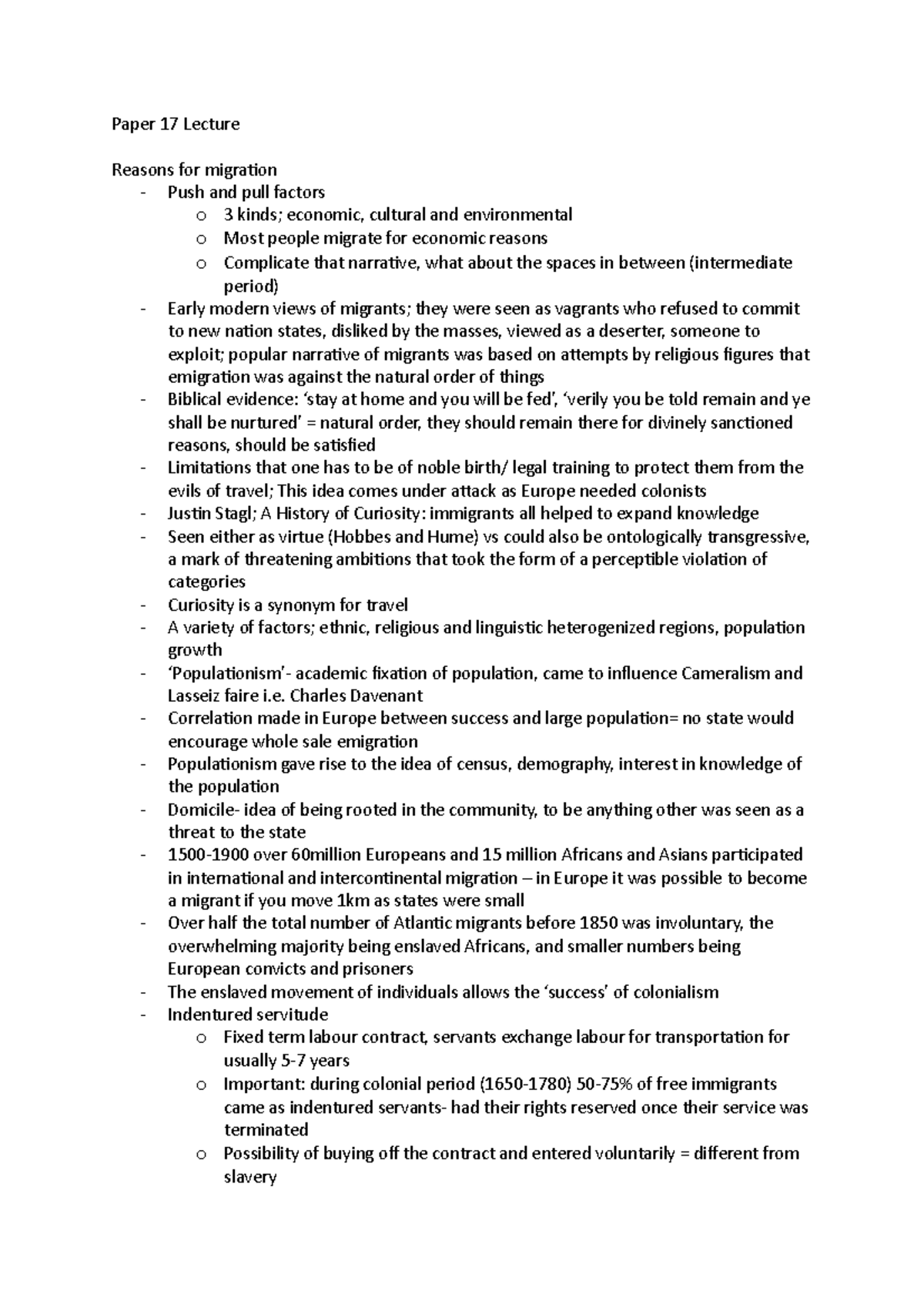 Paper 17 Lecture migration - Paper 17 Lecture Reasons for migration ...