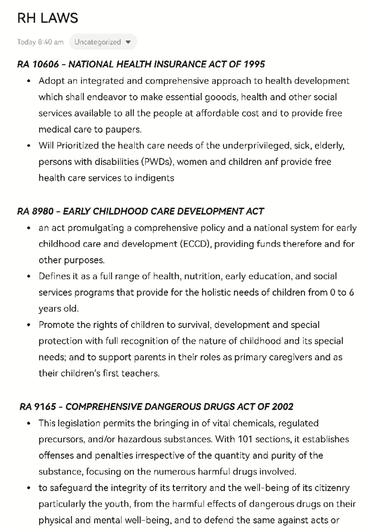 CHN LAWS - RH LAWS Today 8:40 am Uncategorized RA 10606 NATIONAL HEALTH ...