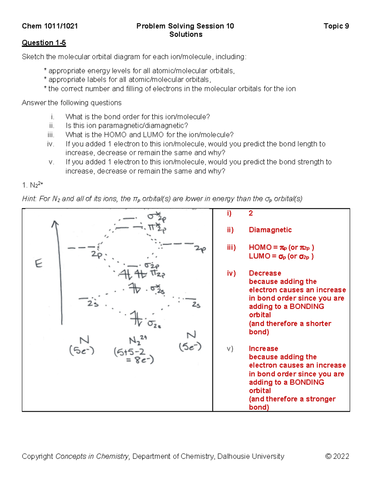 Problem Solving Session 10 In-class Handout Solutions - Chem 1011/1021 ...
