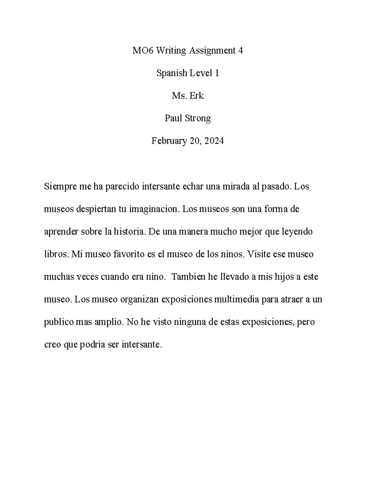Document 13 MO6 Writing Assignment 4 Spanish - MO6 Writing Assignment 4 ...