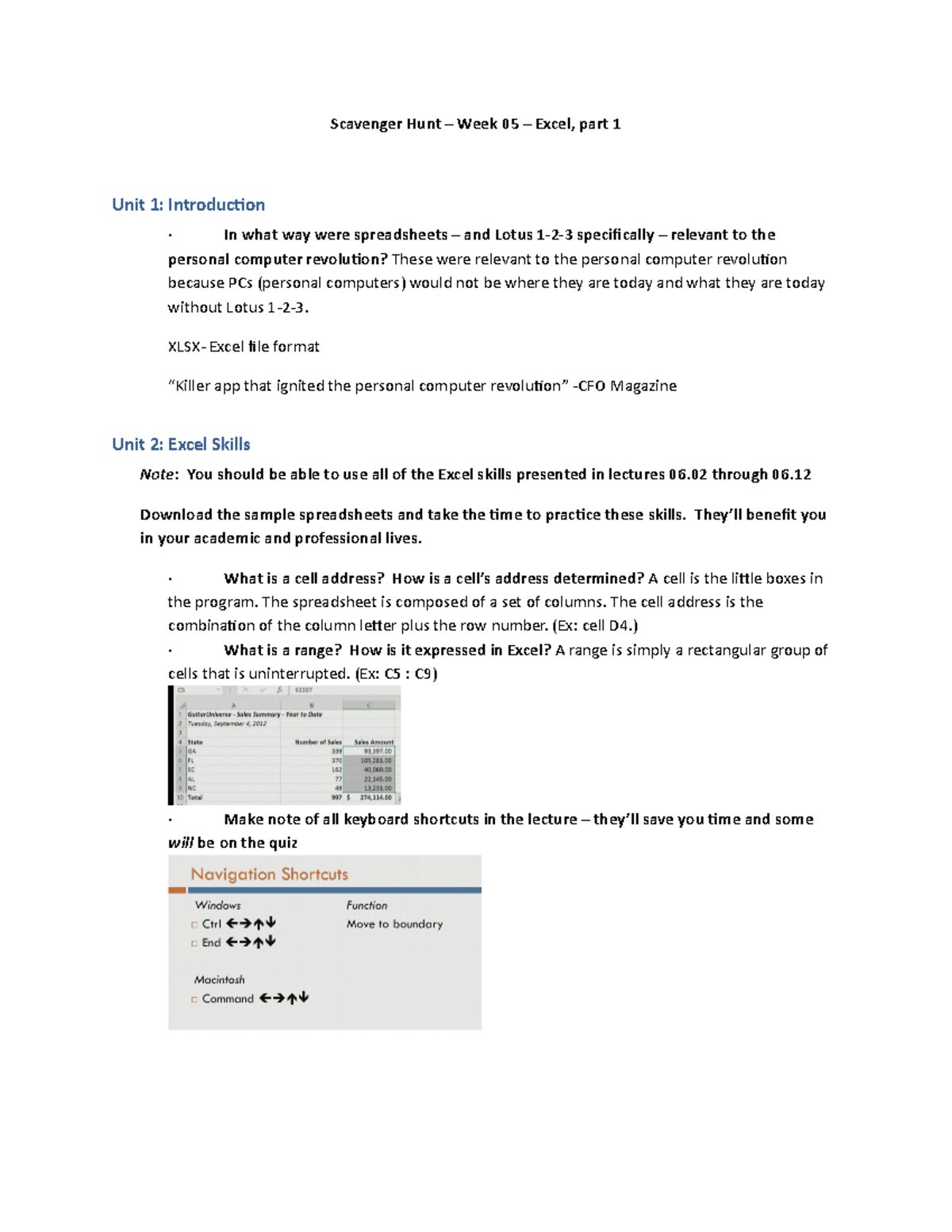 Scavenger Hunt – Week 05 – Excel, part 1 - Scavenger Hunt – Week 05 ...