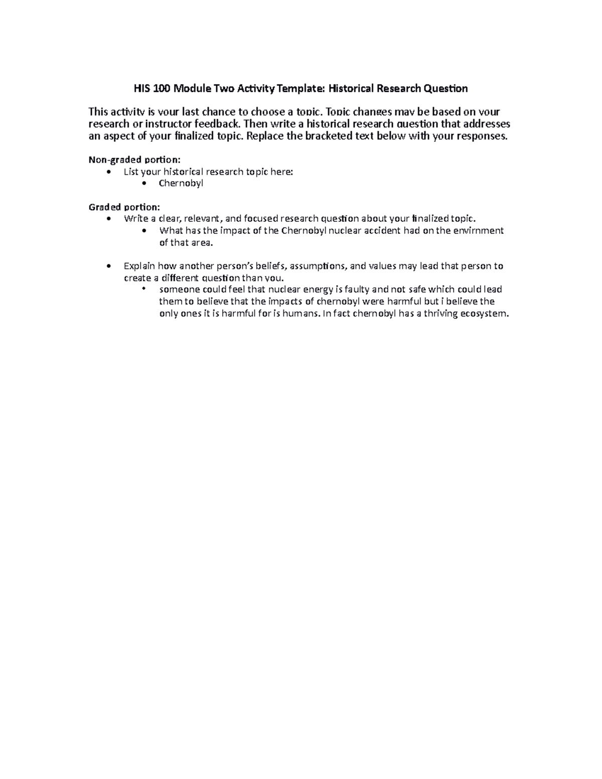 HIS 100 Module Two Activity Research Question Template - HIS 100 Module ...