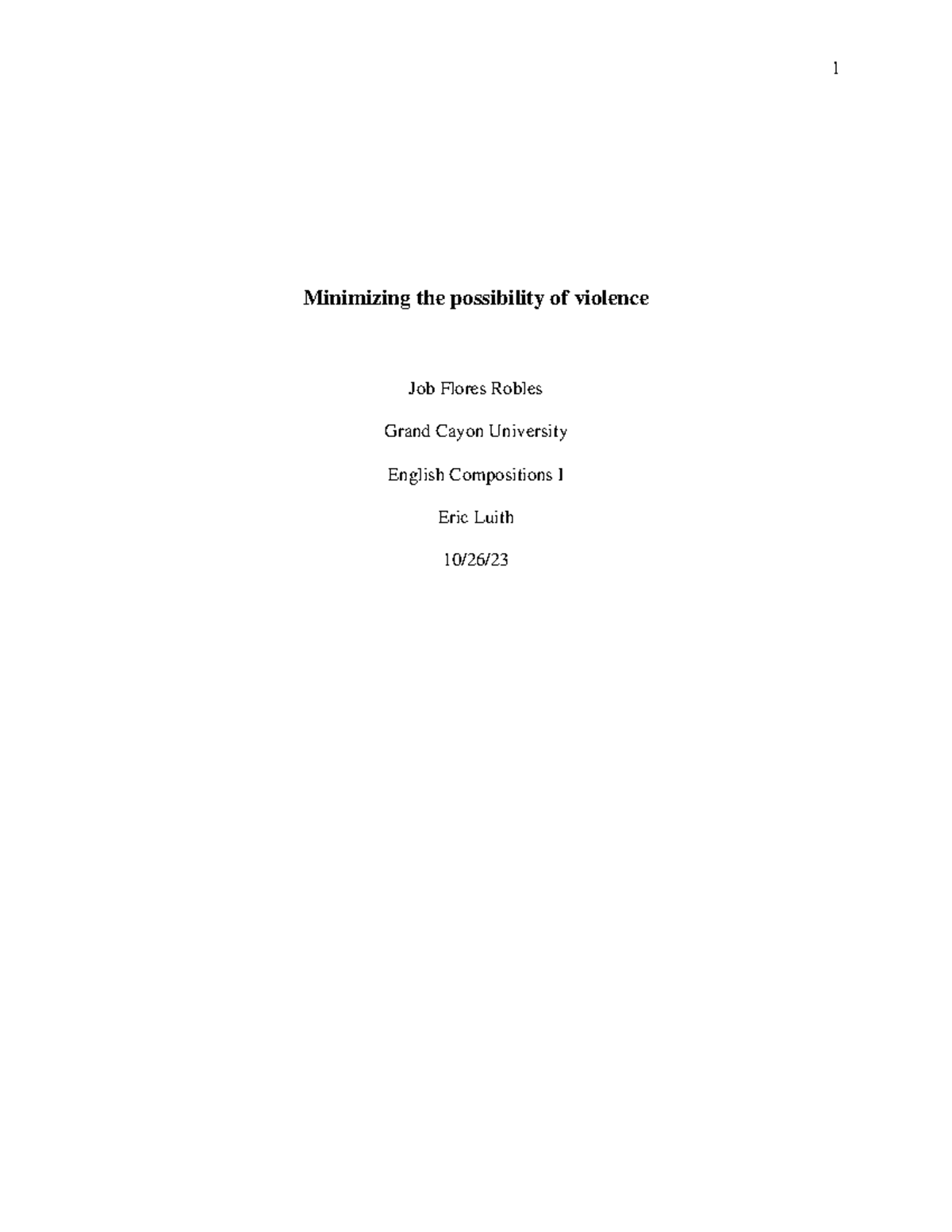 APA 7th ed - no se - Minimizing the possibility of violence Job Flores ...