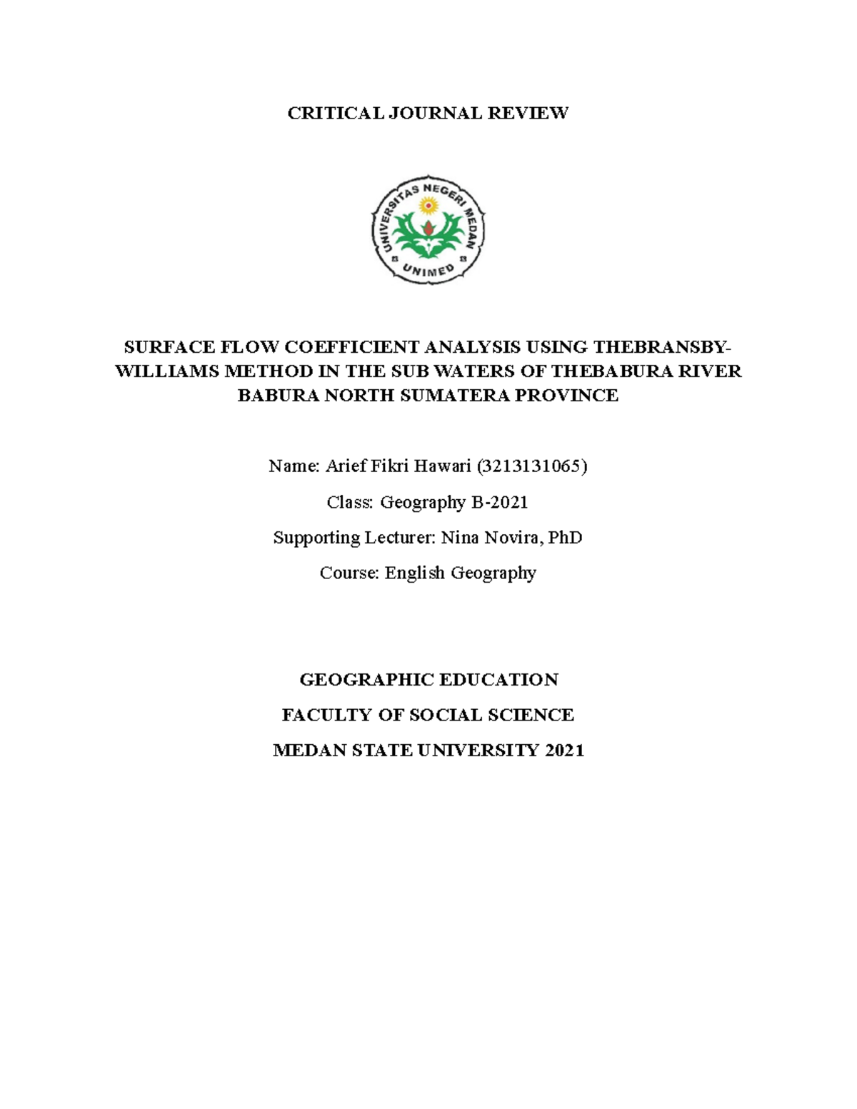 Critical Journal Review - New Trends in English Education - UNIMED ...