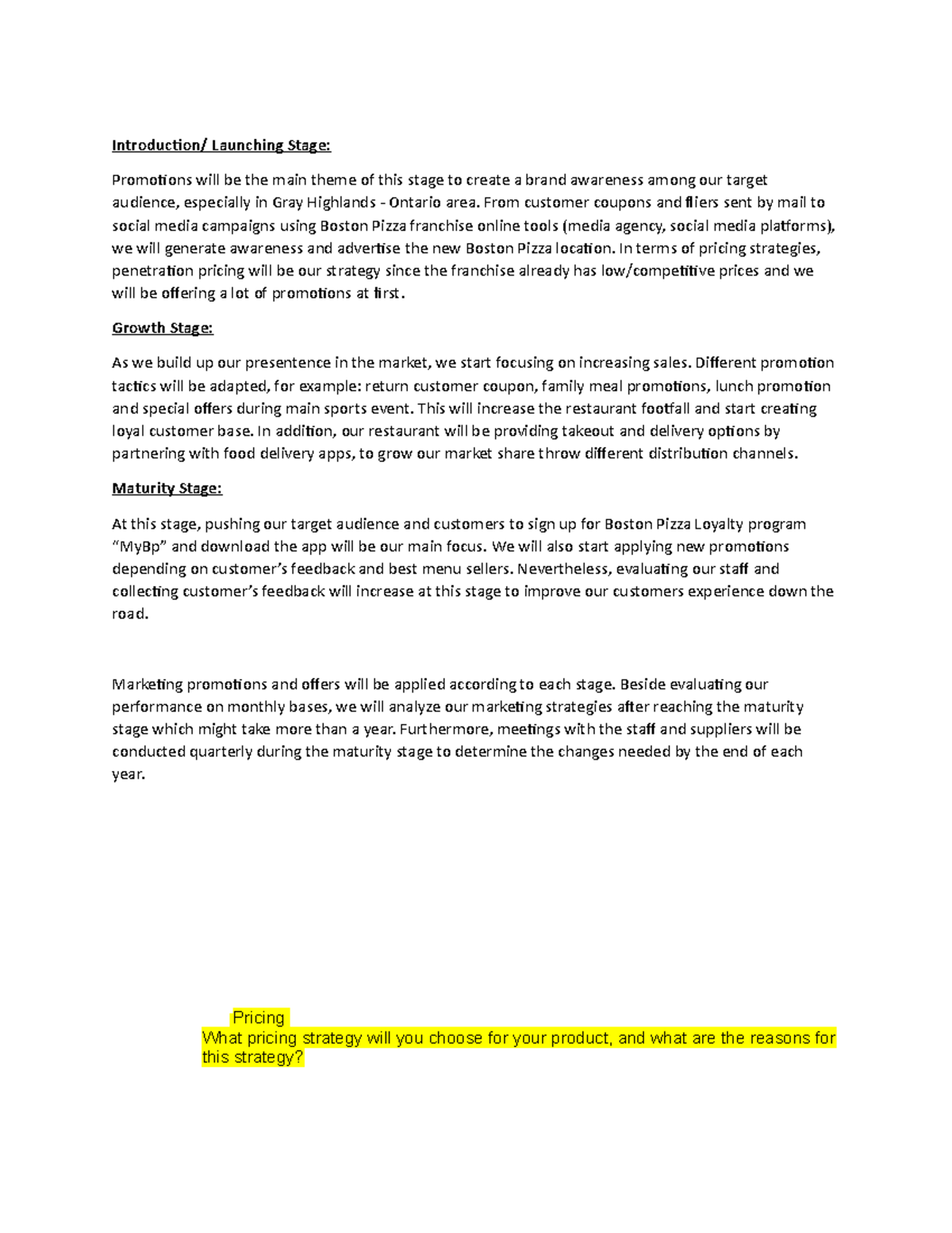Marketing mix - project - Introduction/ Launching Stage: Promotions ...