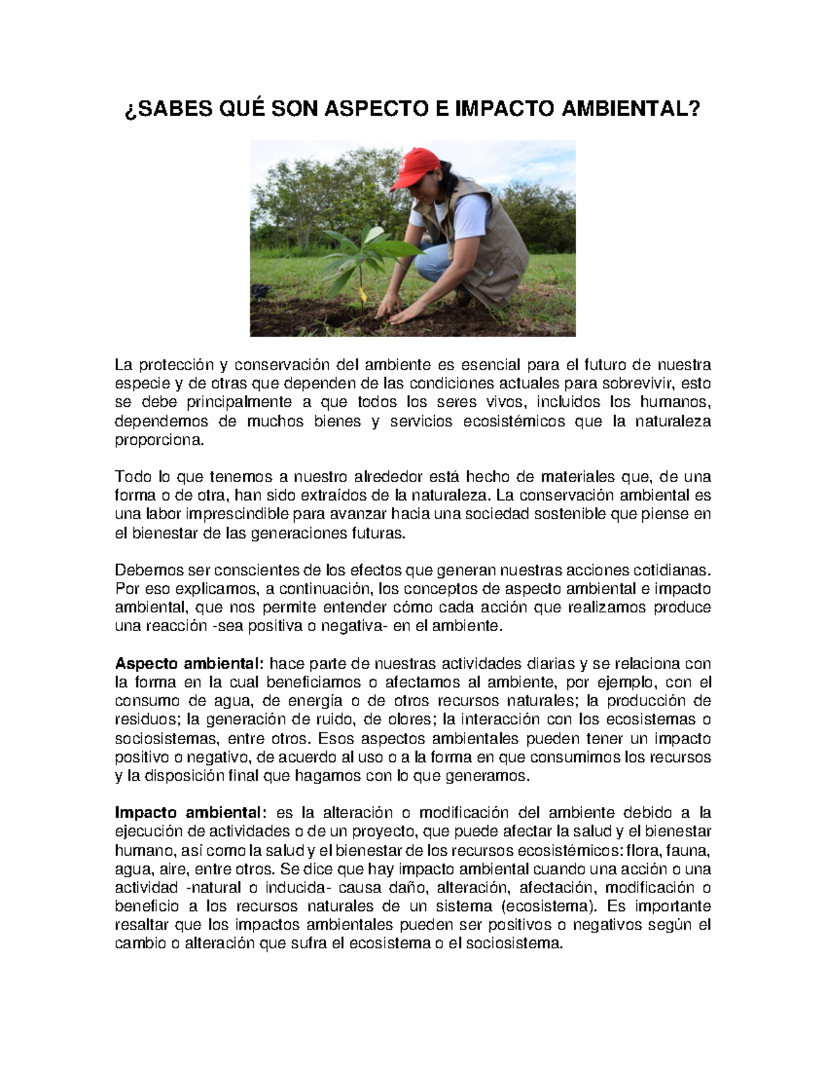 2. Sabes QUÉ SON Aspectos E Impacto Ambiental - ¿SABES QUÉ SON ASPECTO ...