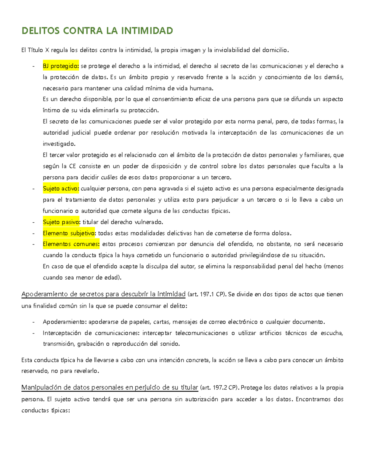 Delitos Contra LA Intimidad - DELITOS CONTRA LA INTIMIDAD El Título X regula los delitos contra ...