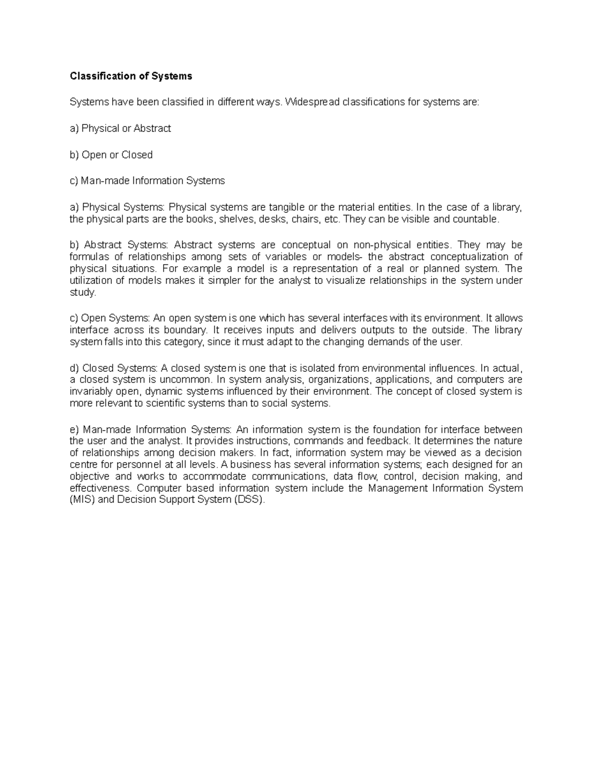 Physical and information system - Classification of Systems Systems ...