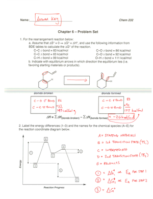 Chem232 Ch07 PS Elimination Key - Name: ANSWER KEY Chem 232 Chapter 7 Problem Set on Elimination ...