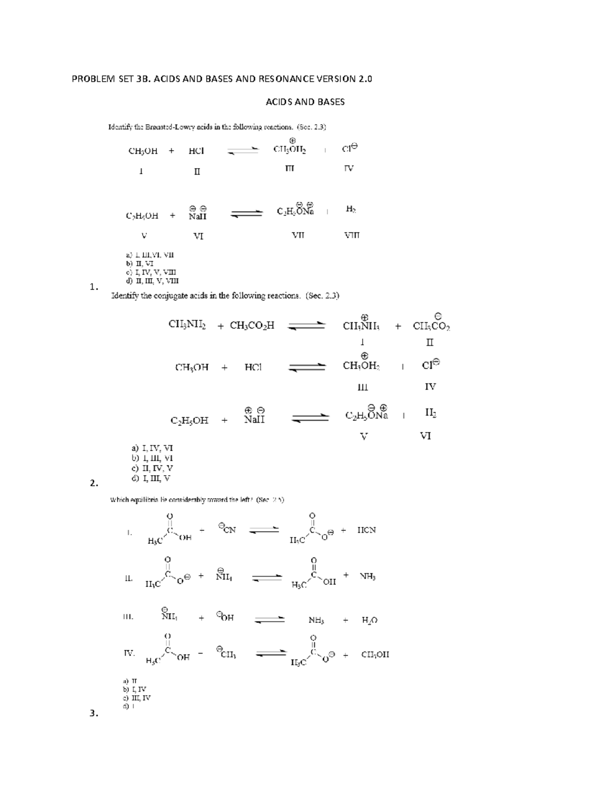 Problem SET 3B - Lecture notes 1 - PROBLEM SET 3B. ACIDS AND BASES AND ...