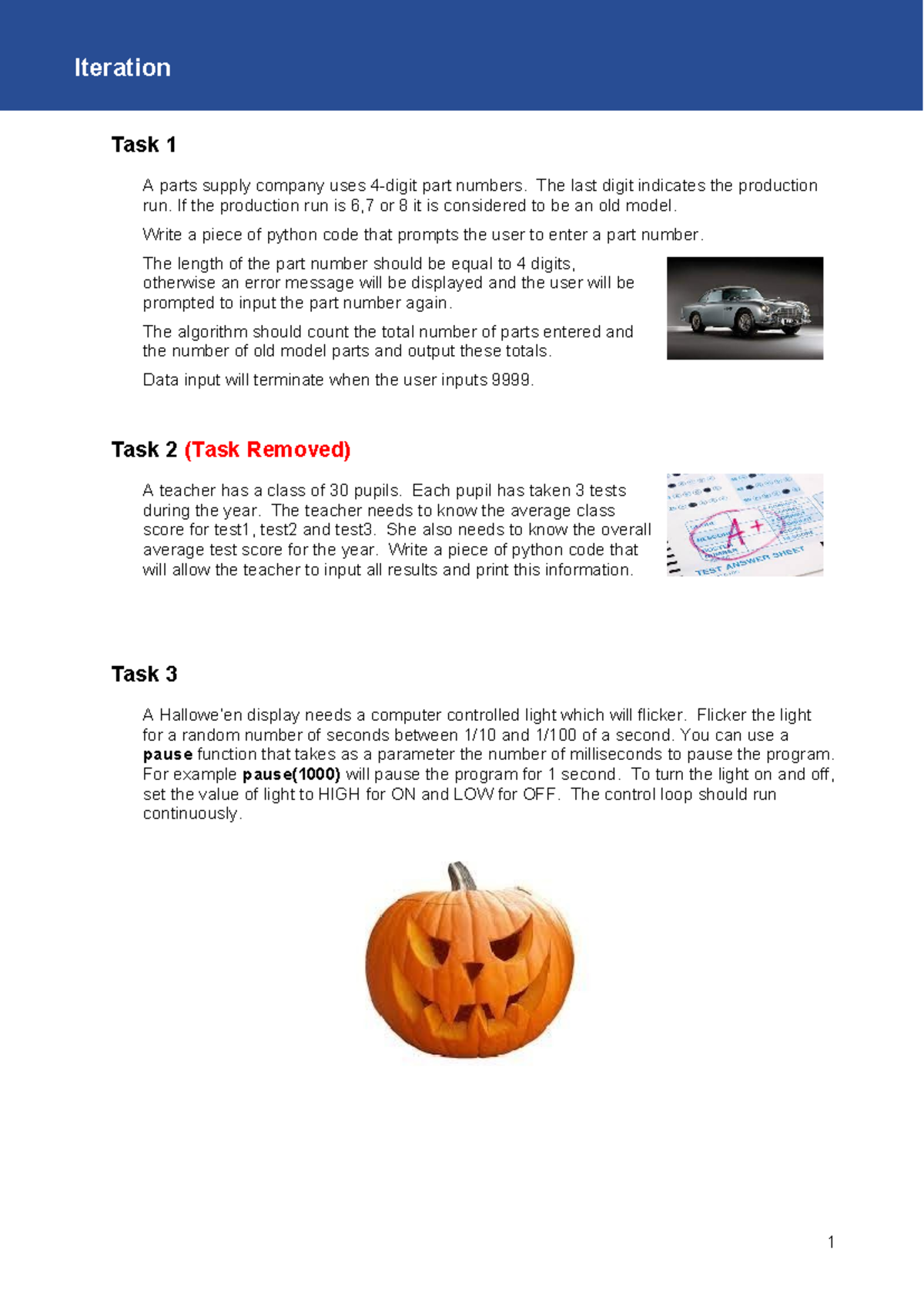 Iteration Worksheet - aaaaaaa - Iteration Task 1 A parts supply company ...