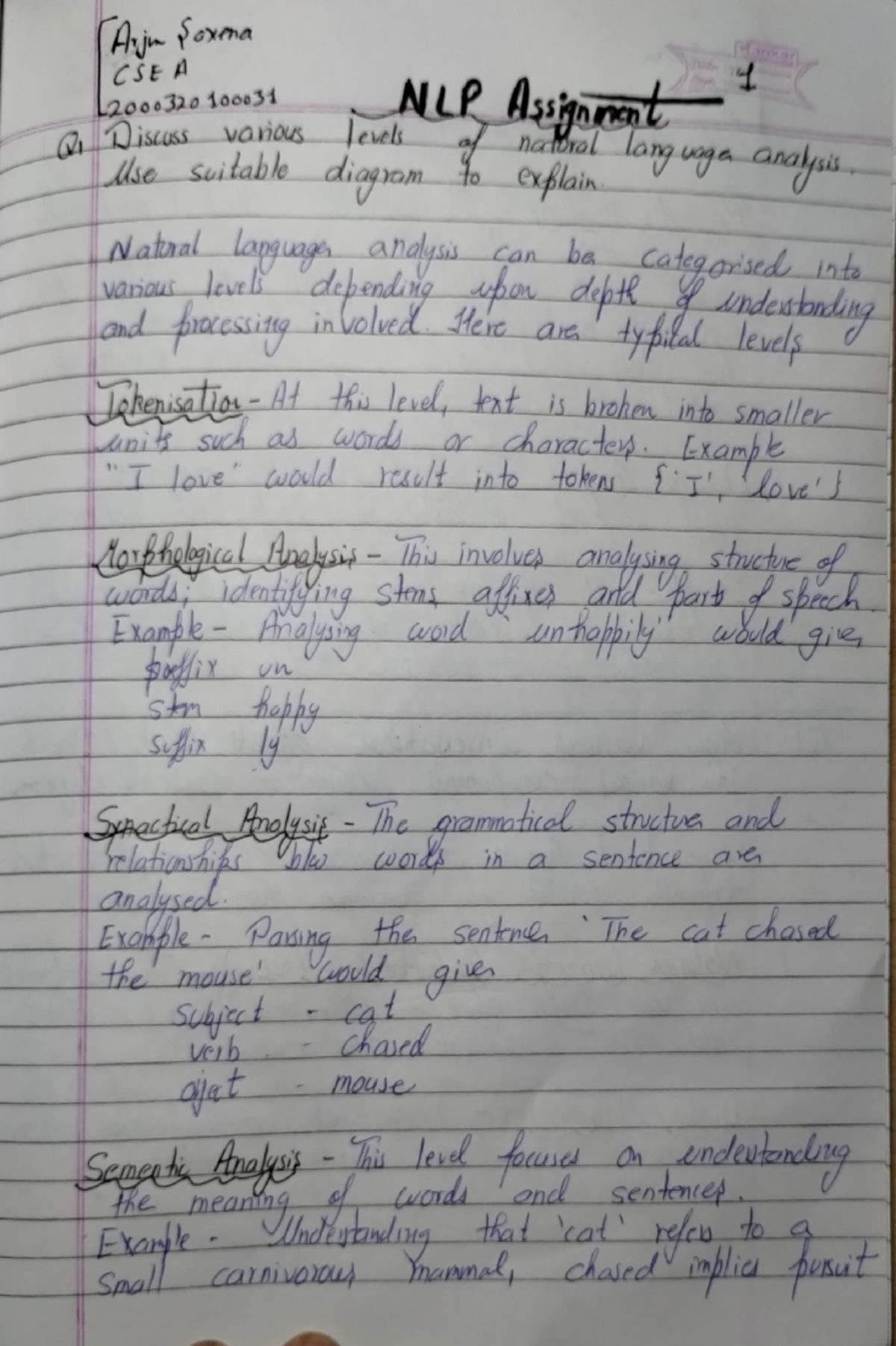 CSE A 31 NLP Assignment - Natural language processing - Studocu