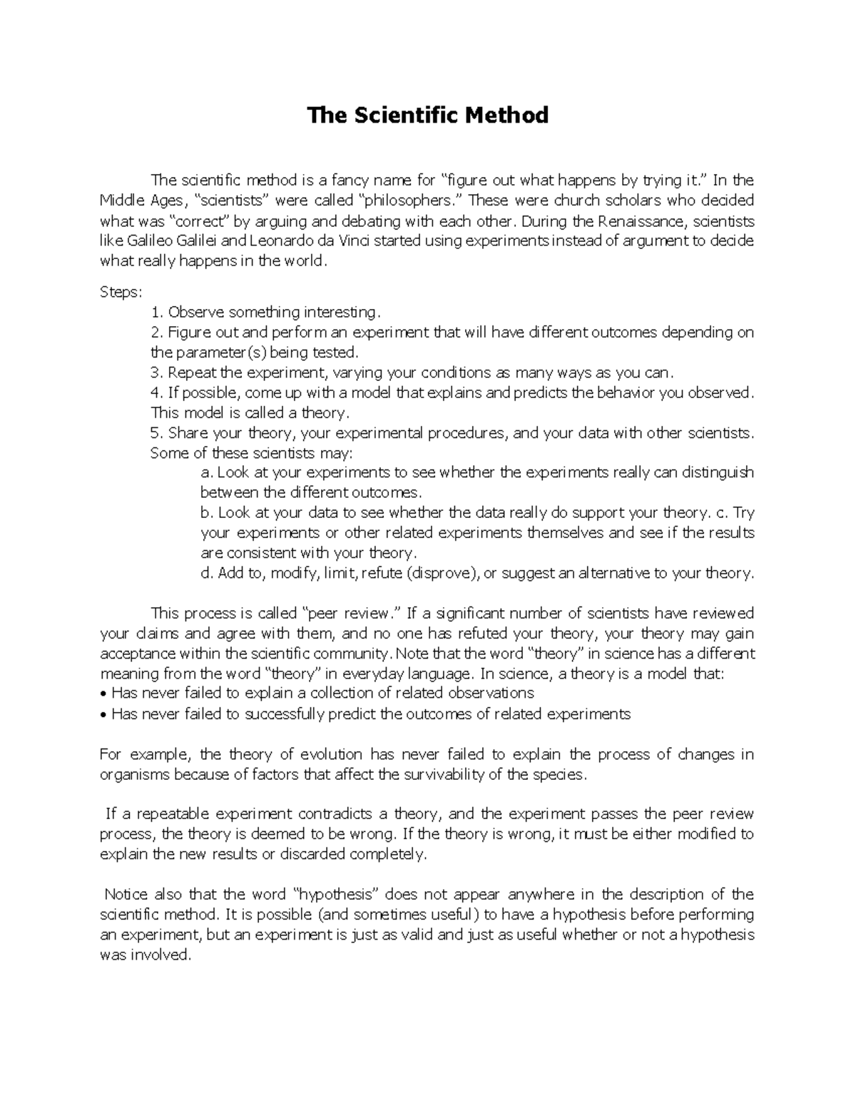 The Scientific Method - Lecture notes 3 - Physics II, Laboratory ...