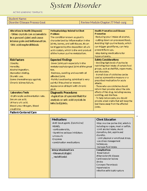 Lung Cancer - system Disorder templates - Alterations in Health ...