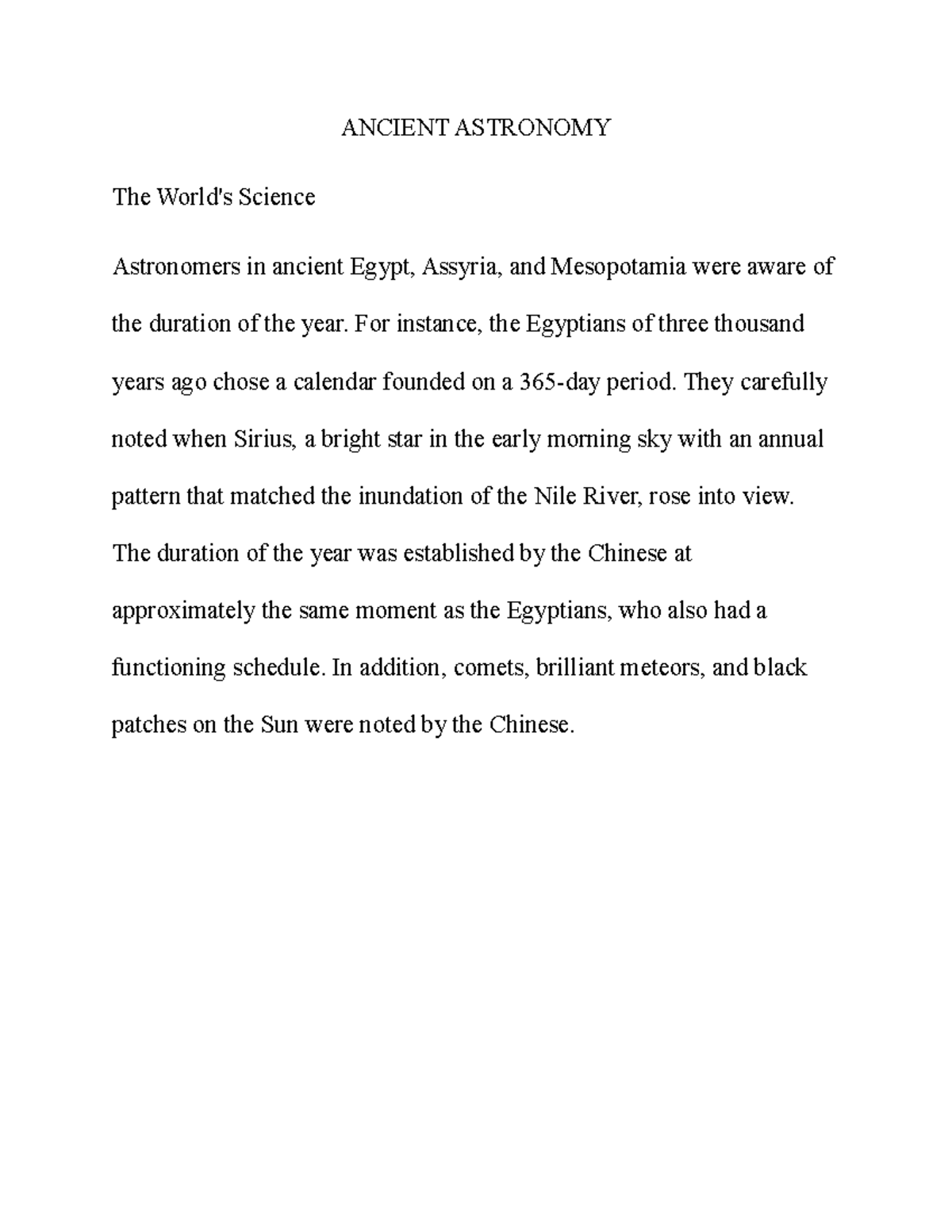 Ancient Astronomy - material course - ANCIENT ASTRONOMY The World's ...