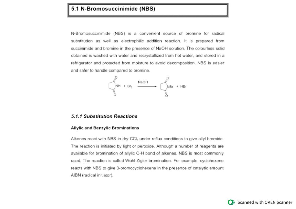 Chemistry - N- Bromosuccinimide( NBS), Brominations of Aromatic Rings ...