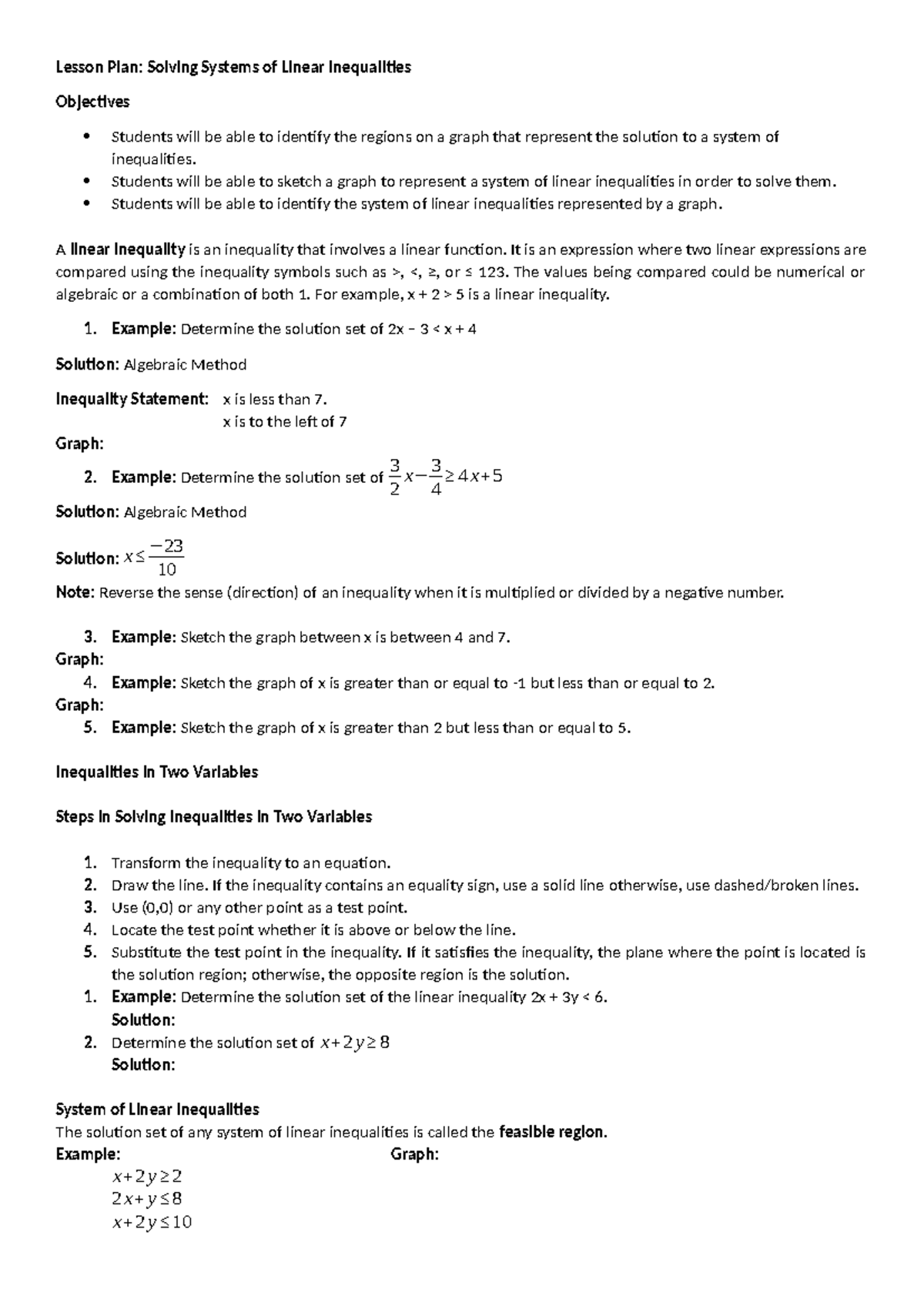 Lesson Plan - Students will be able to sketch a graph to represent a ...
