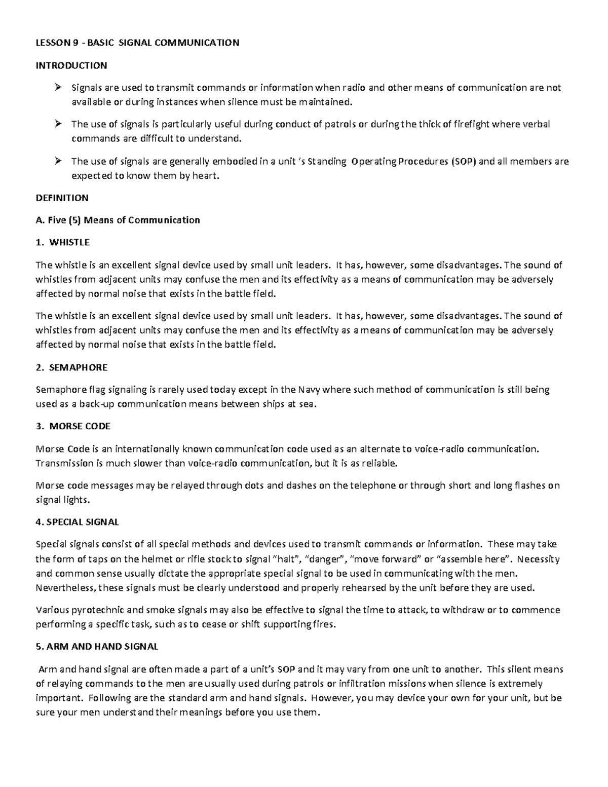 NSTP Lesson-9-12 - N/A - LESSON 9 - BASIC SIGNAL COMMUNICATION ...