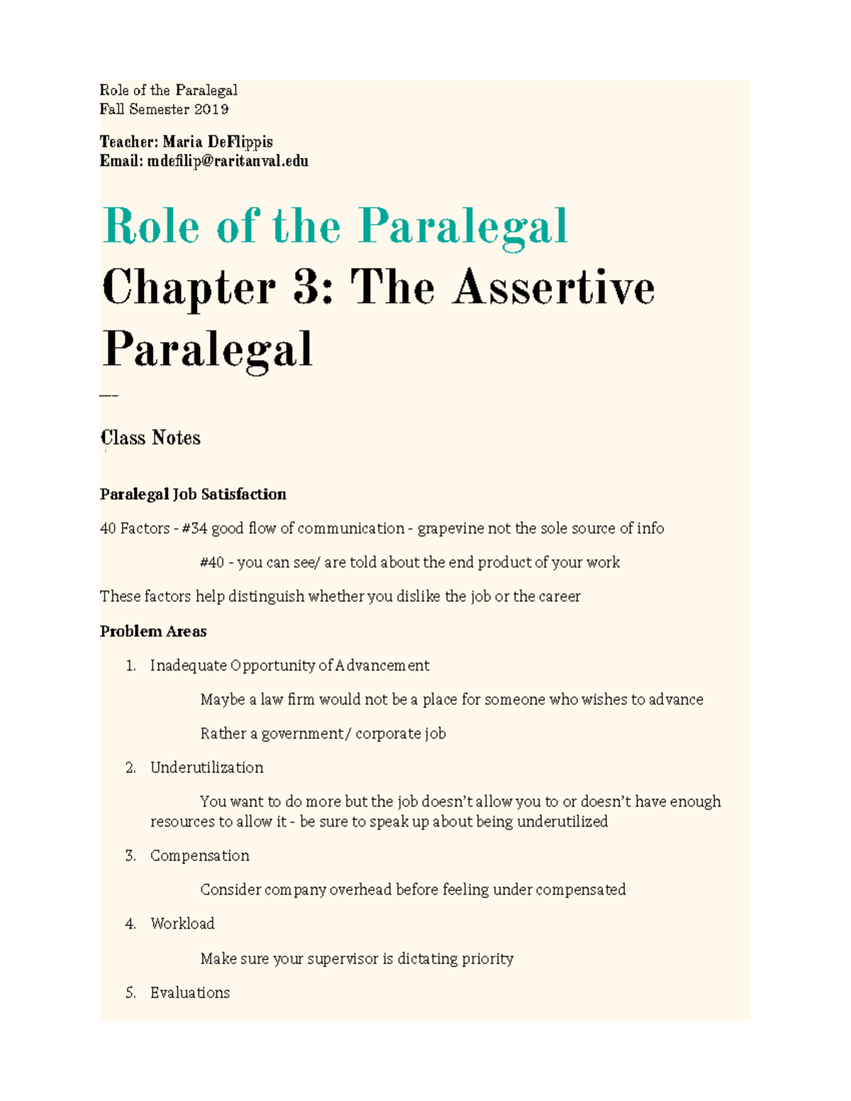 Class Notes Chapter 3 - The Assertive Paralegal - Role of the Paralegal ...