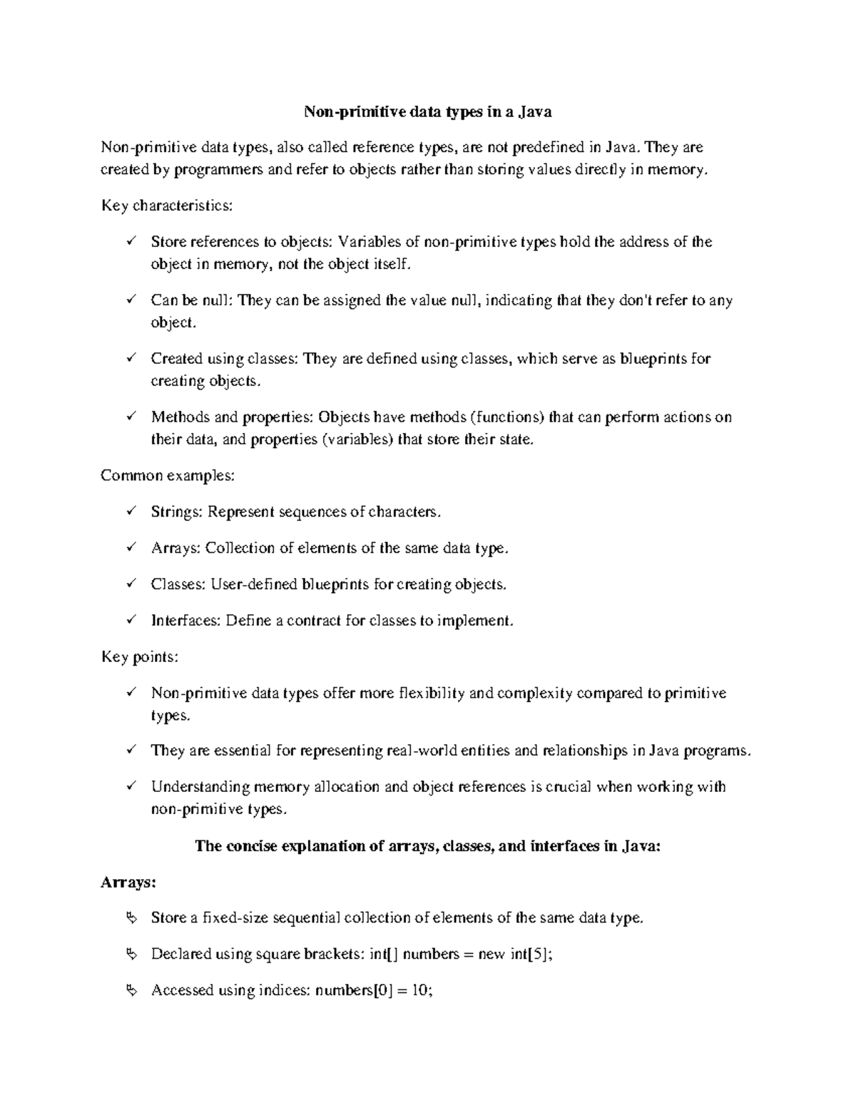 Non Primitive Data Type They Are Created By Programmers And Refer To Objects Rather Than 6929