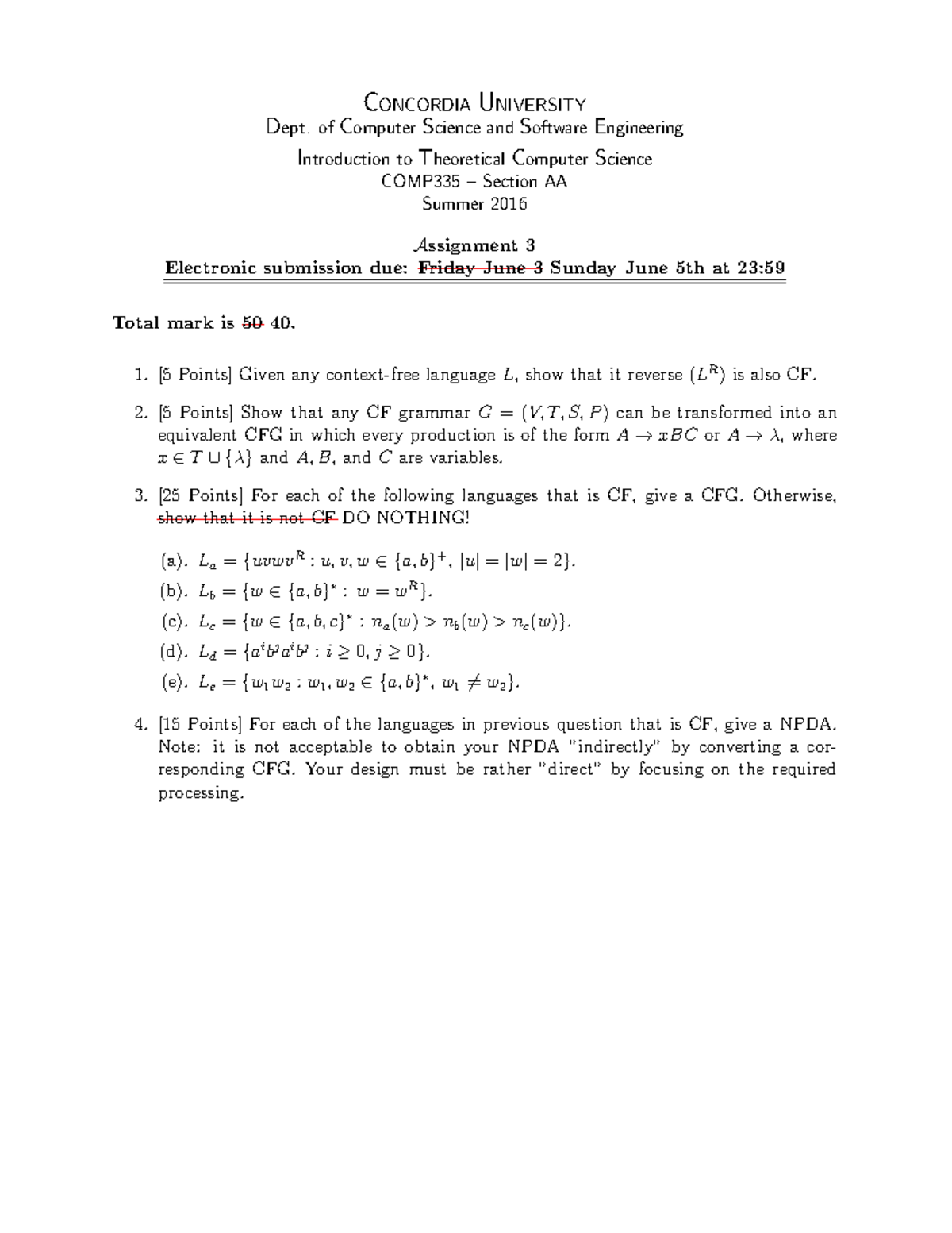 Seminar Assignments Assignment 3 Solutions Concordia University Dept Of Computer Science