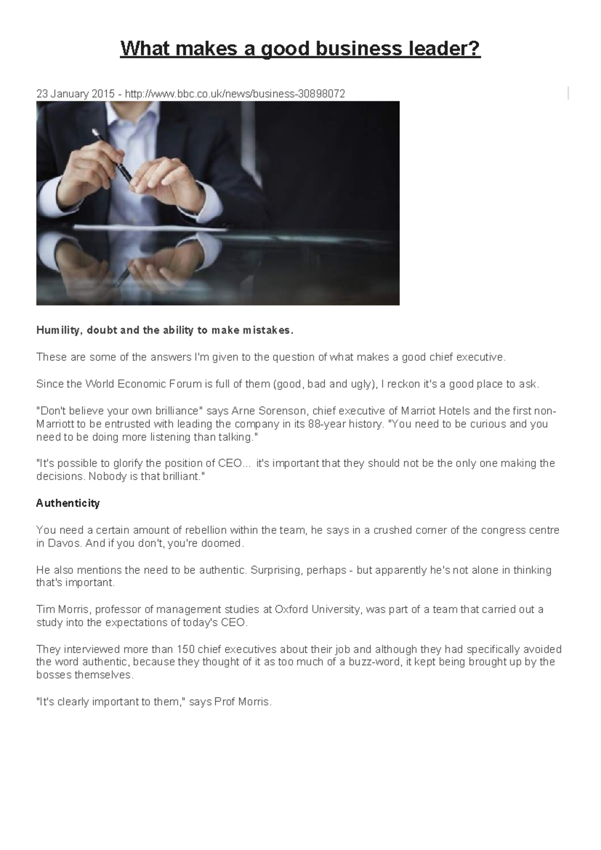 SR What makes a good business leader - What makes a good business ...