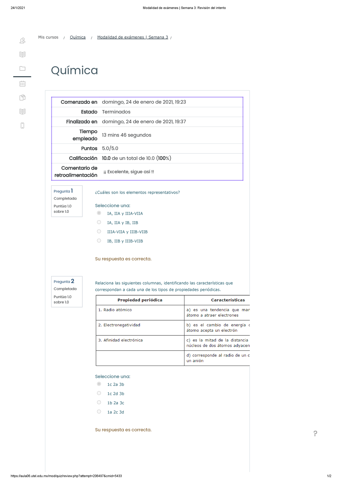 Modalidad de exámenes Semana 3 Revisión del intento - - Studocu