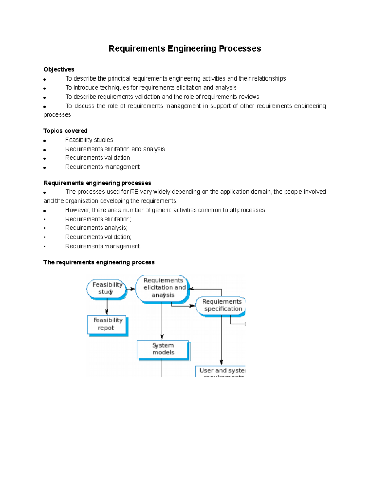 Ch7 - Requirements Engineering Processes Topics covered Feasibility studies Requirements - Studocu