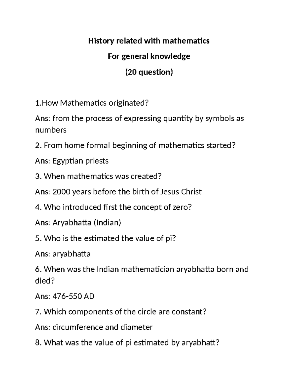 History related with maths - History related with mathematics For ...