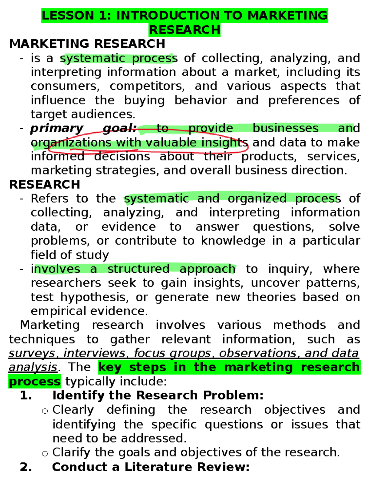 MM PROF 05 - Lecture notes - LESSON 1: INTRODUCTION TO MARKETING ...