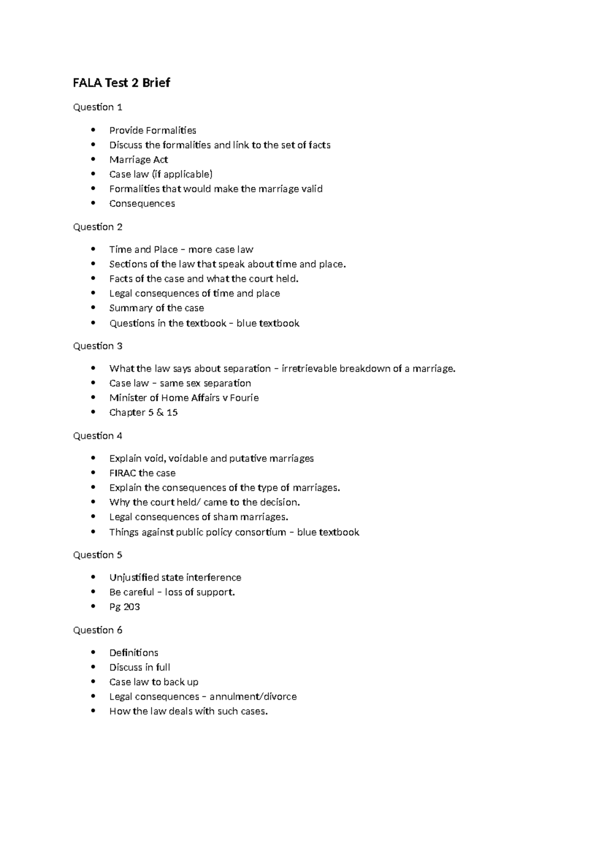 FALA Test 2 Brief - FALA Test 2 Brief Question 1 Provide Formalities ...