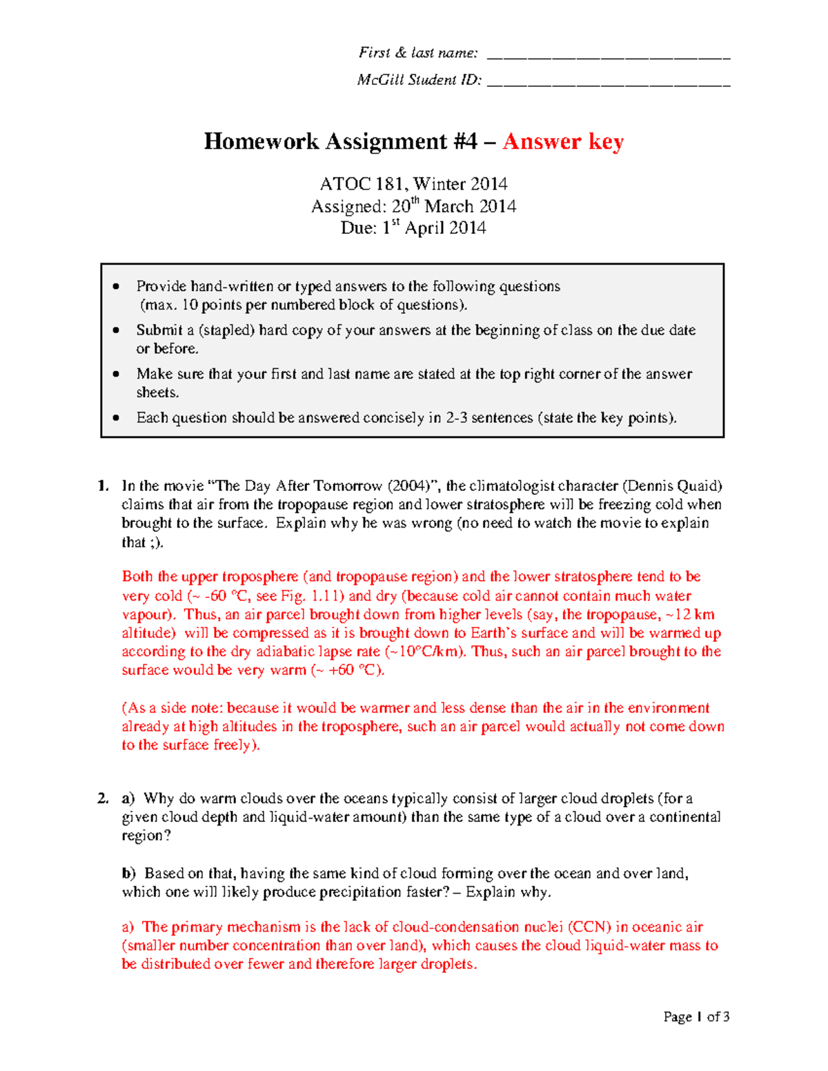 Homework Assignment 4 answers web - First last name: McGill Student ID ...