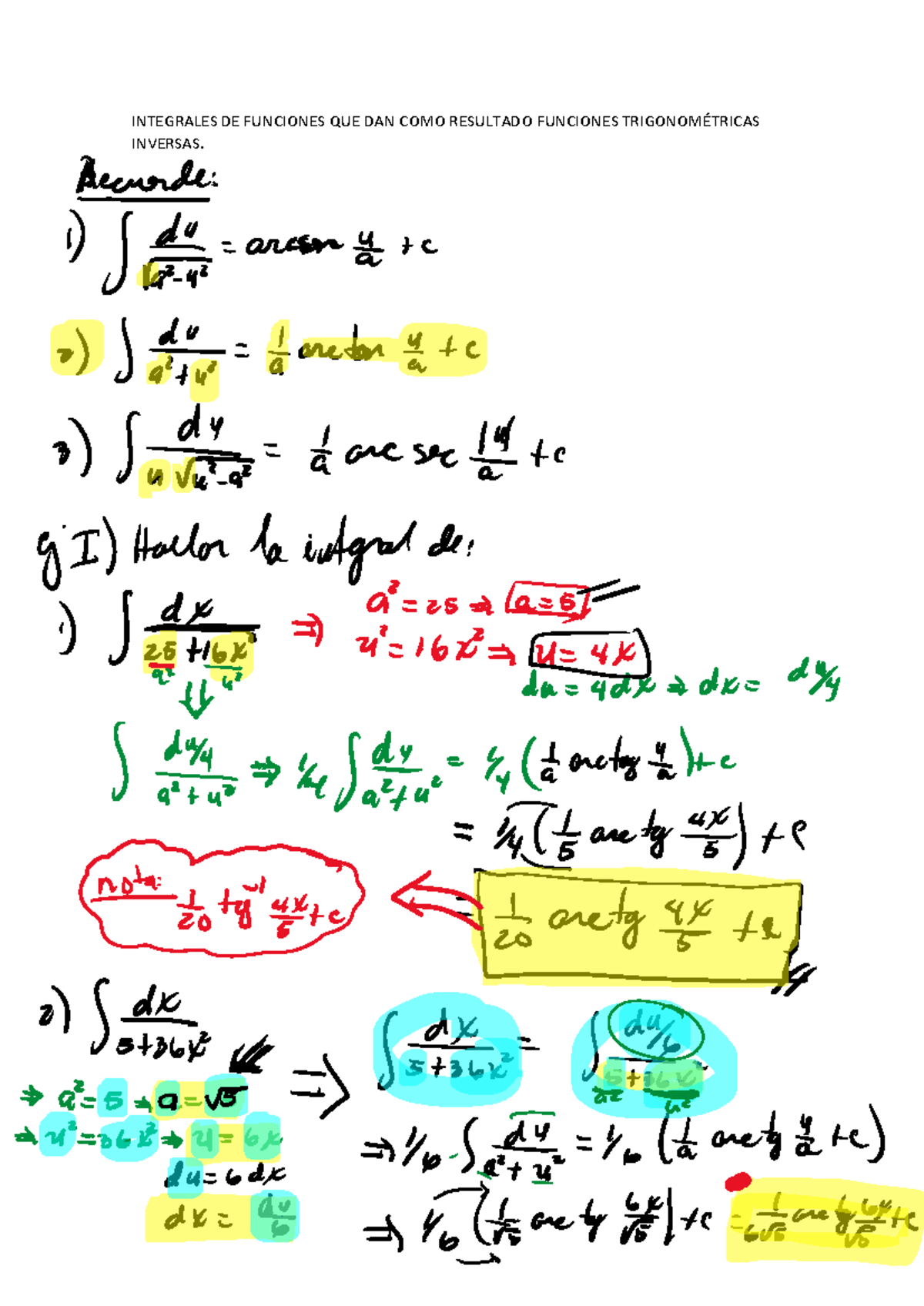 Clase 06-04-2021 (Trigon. Inversas - INTEGRALES DE FUNCIONES QUE DAN ...