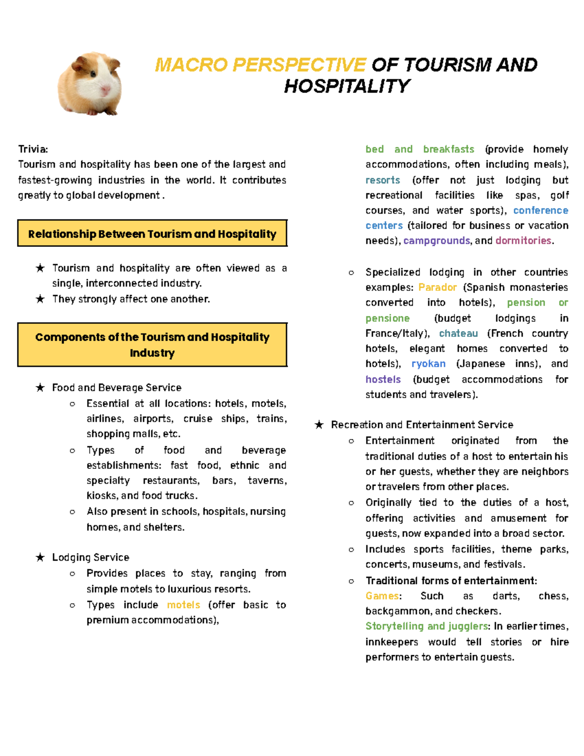 Macro tourism and hospitality - MACRO PERSPECTIVE OF TOURISM AND ...