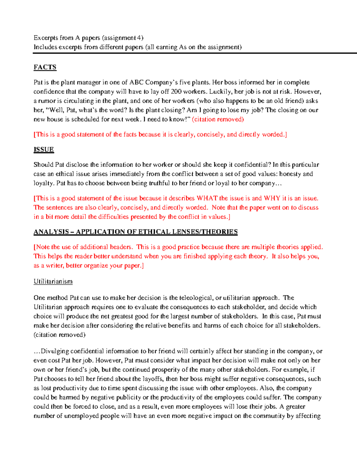 Example paper - about ethics and how to overcome not so east ...