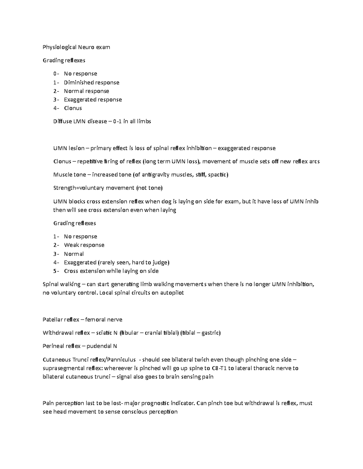 Physiological Neuro exam - Physiological Neuro exam Grading reflexes 0 ...