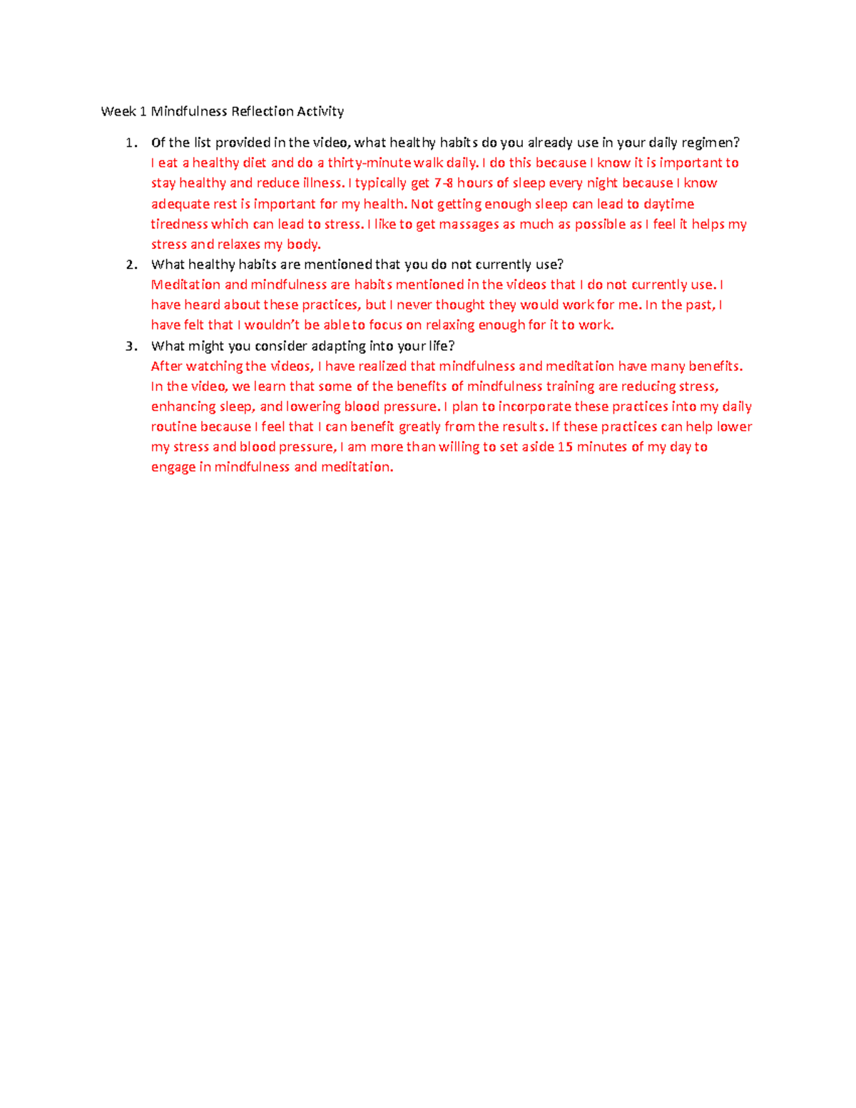 Week 1- Mindfulness Reflection Activity - NR-103 - Chamberlain ...