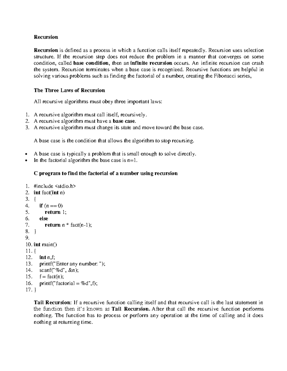 Unit 2 DS part 3 - Data Structure unit 2 stack and queues - Recursion Recursion is defined as a ...