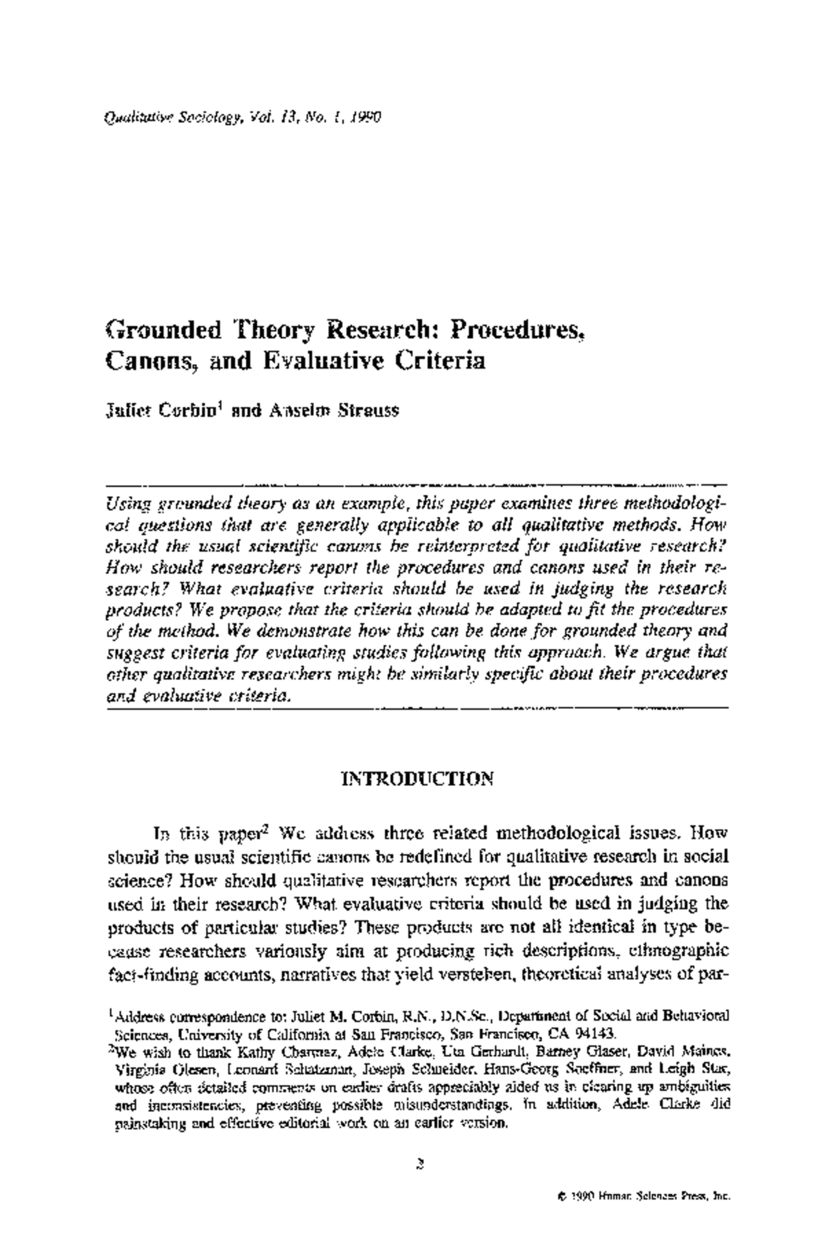 7. W10-Corbin-and-Strauss-grounded-theory - Qualitative Sociology, Vol ...