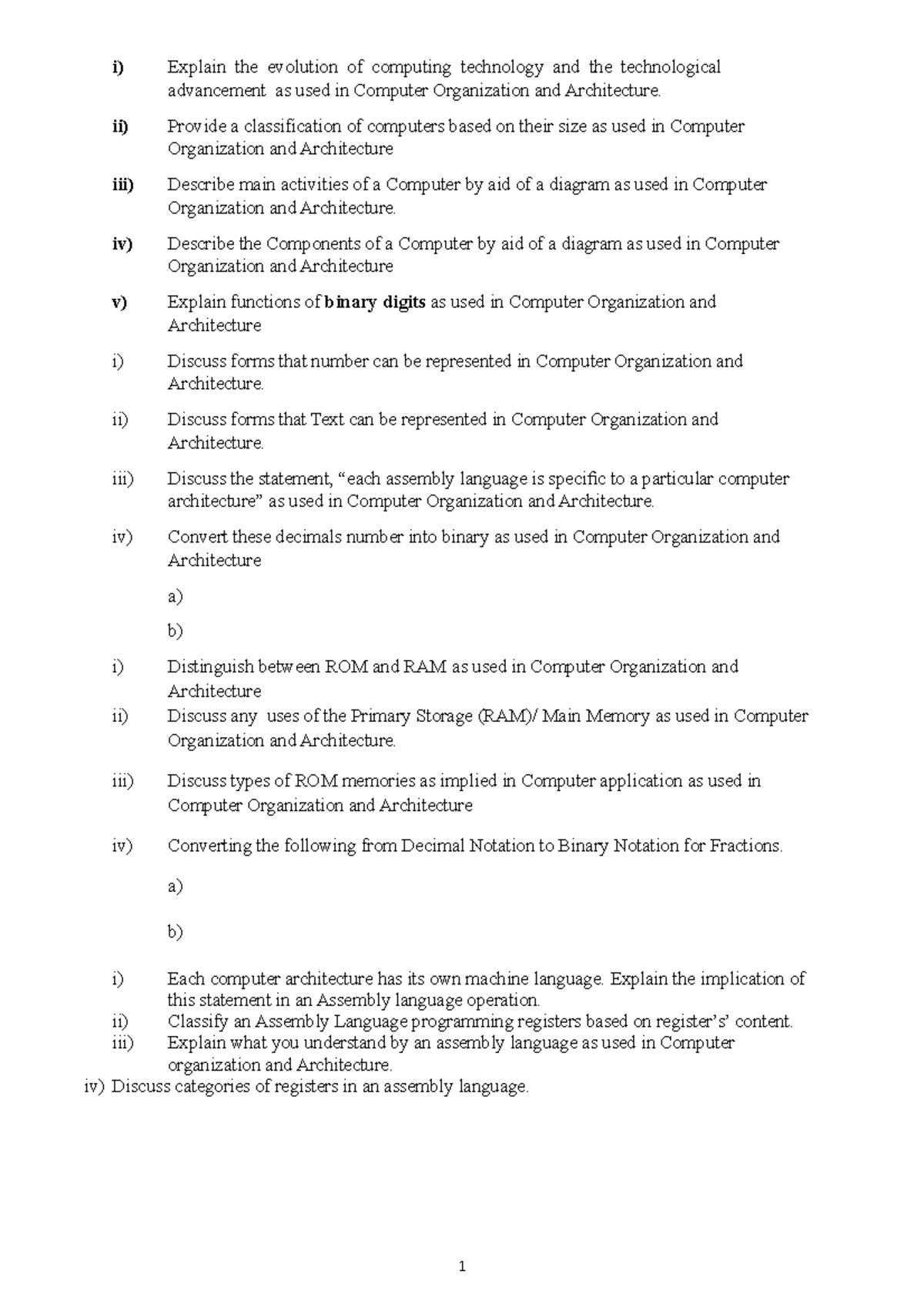 Dit 0104 Computer Organization And Architecture Revision Material I Explain The Evolution Of