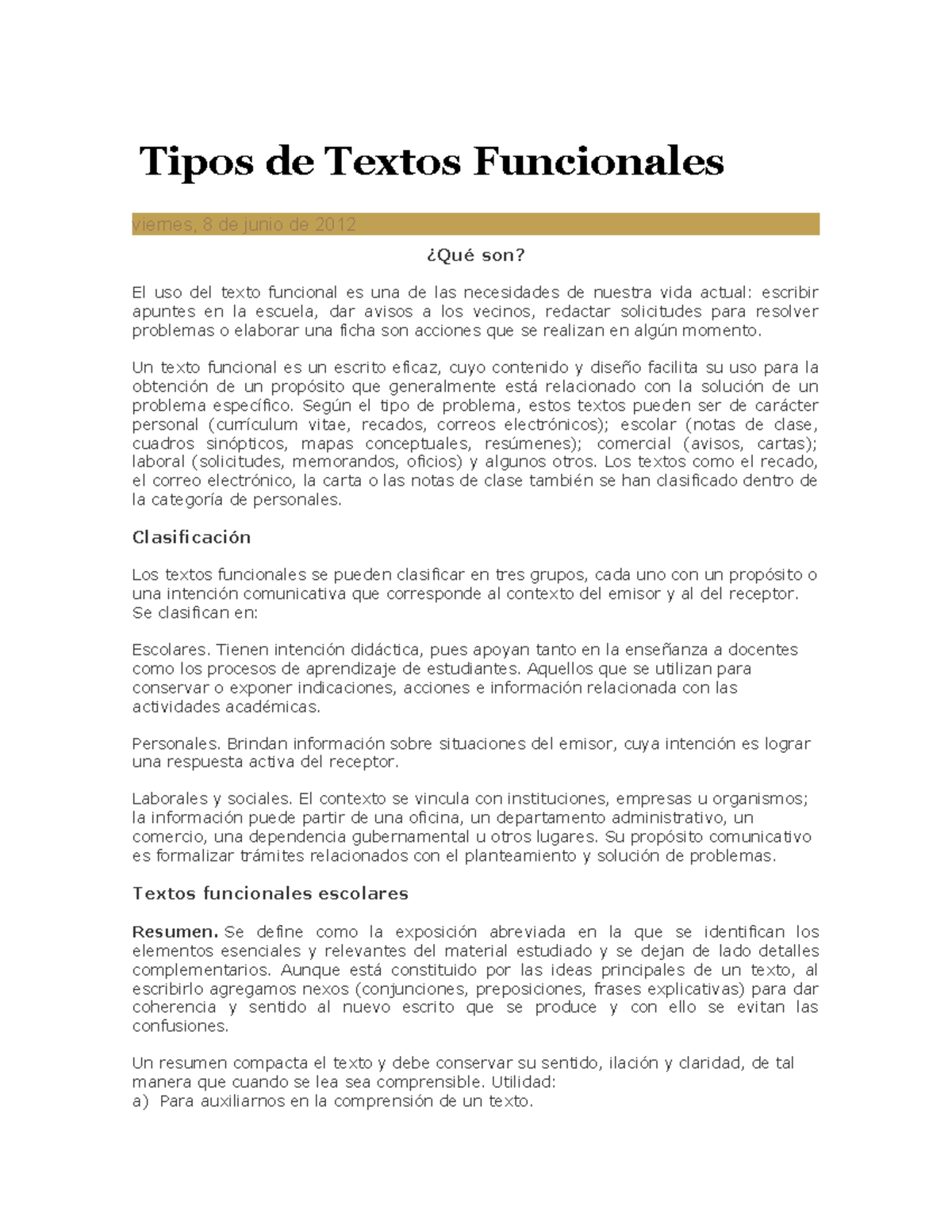 Los tipos de texto funcionales - Tipos de Textos Funcionales lo viernes ...