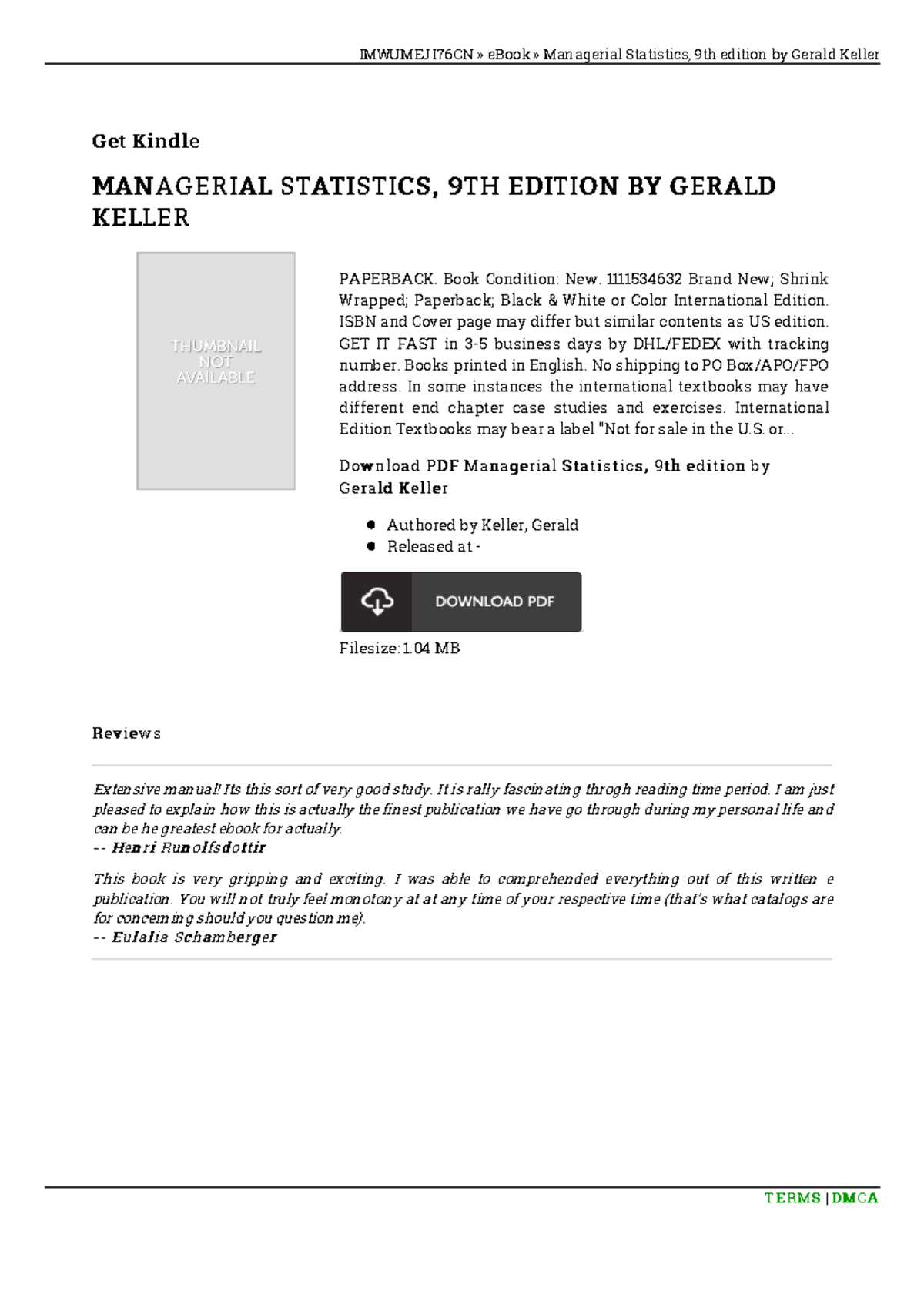 Managerial statistics 9th edition by gerald kell 9781111534639 ...
