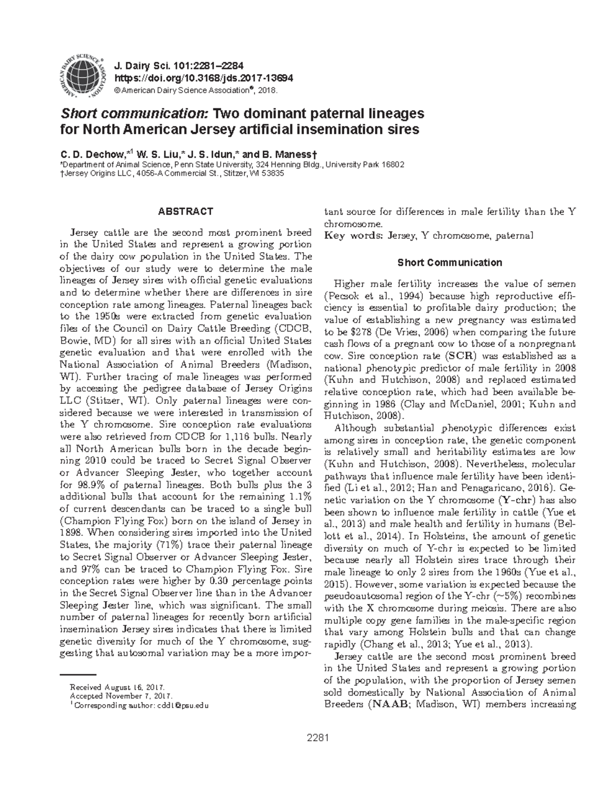 Paper on english studies - 2281 J. Dairy Sci. 101:2281– doi/10.3168/jds ...