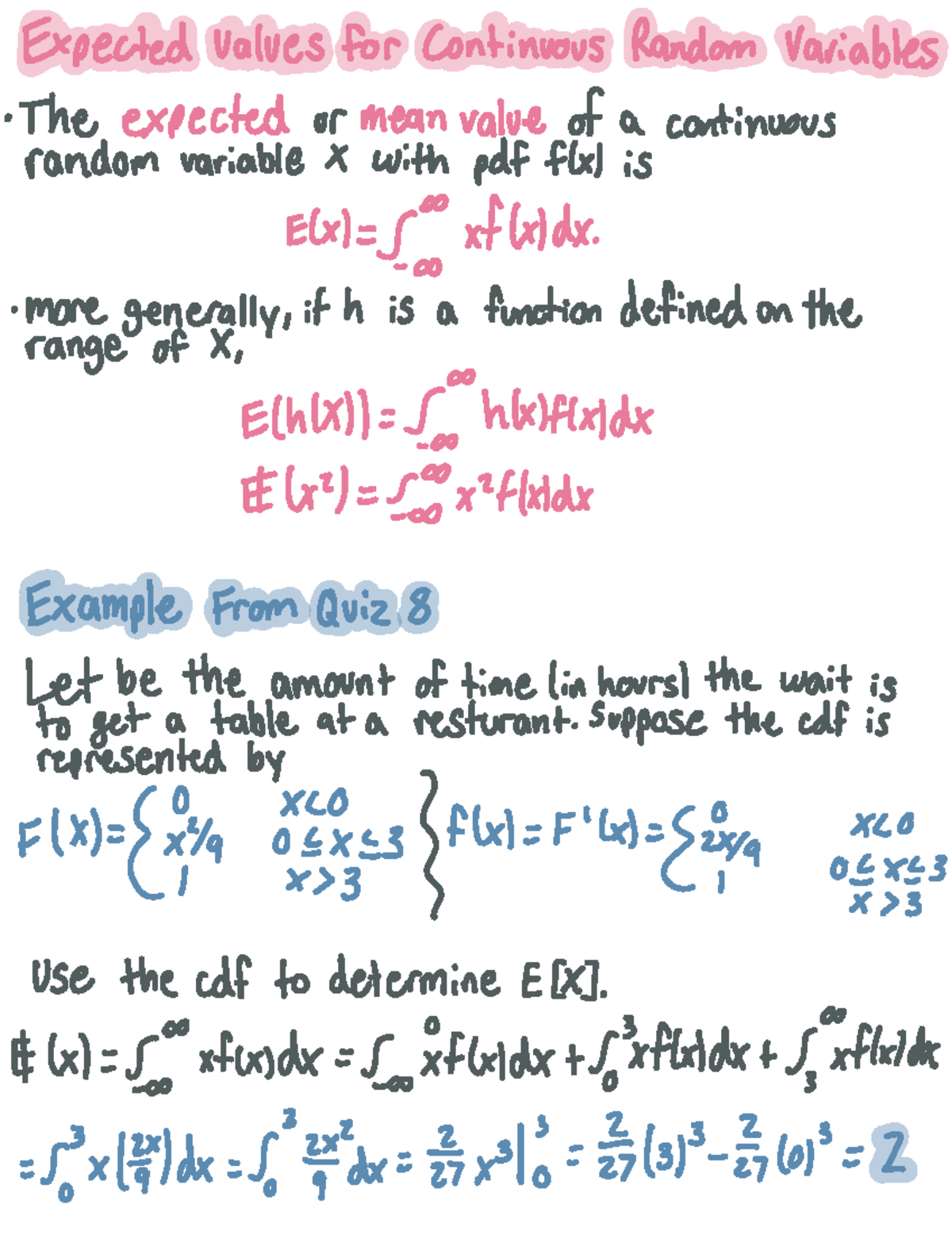 Lecture 10 Expected Values, Exponential Distribution, Gamma ...