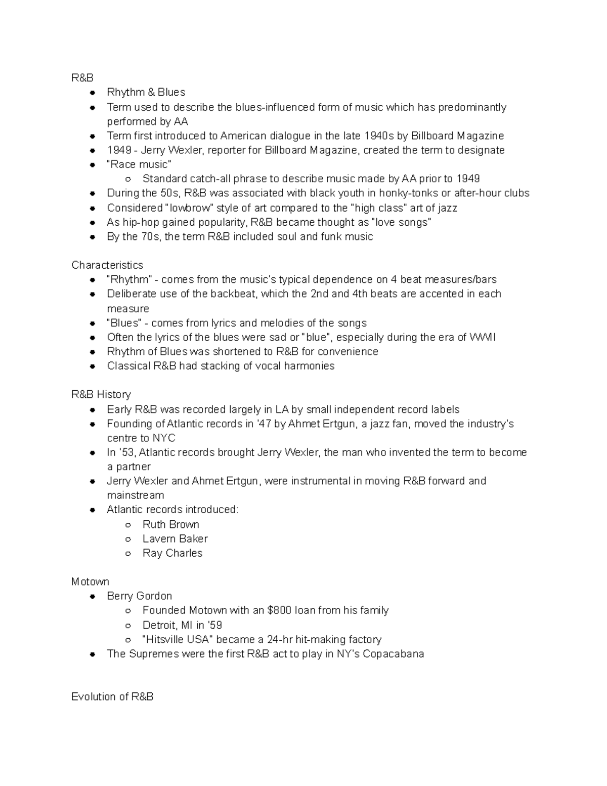 R&B Notes - R&B Rhythm & Blues Term used to describe the blues ...