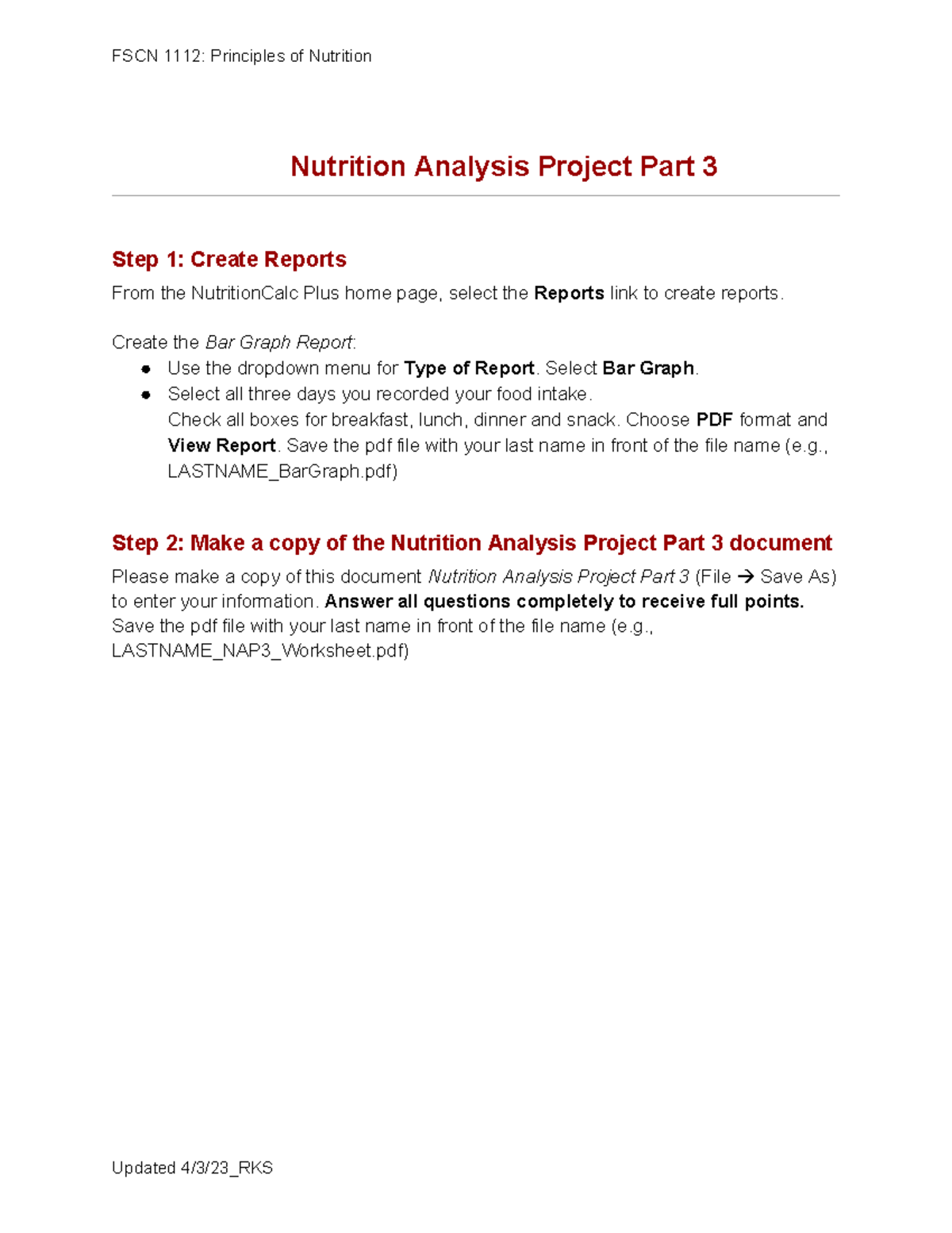 Sp23 NAP Part3 Worksheet - Nutrition Analysis Project Part 3 Step 1 ...